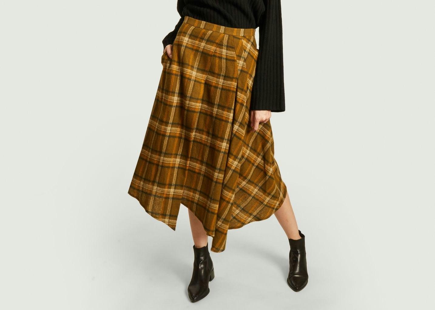 King & Tuckfield Checked Asymmetrical Skirt in Black | Lyst