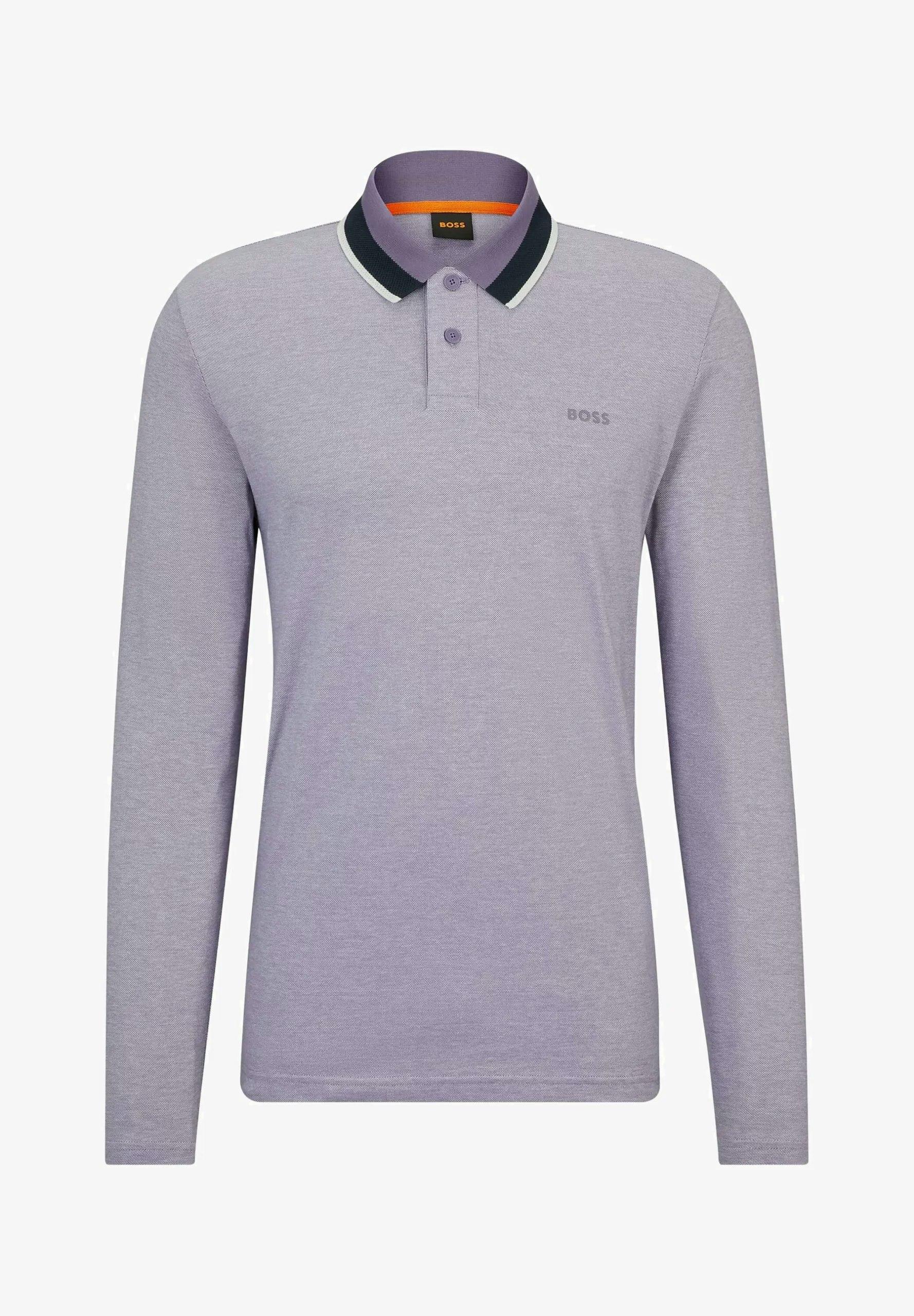 BOSS Peoxford Long Sleeve Polo Shirt in Purple for Men | Lyst