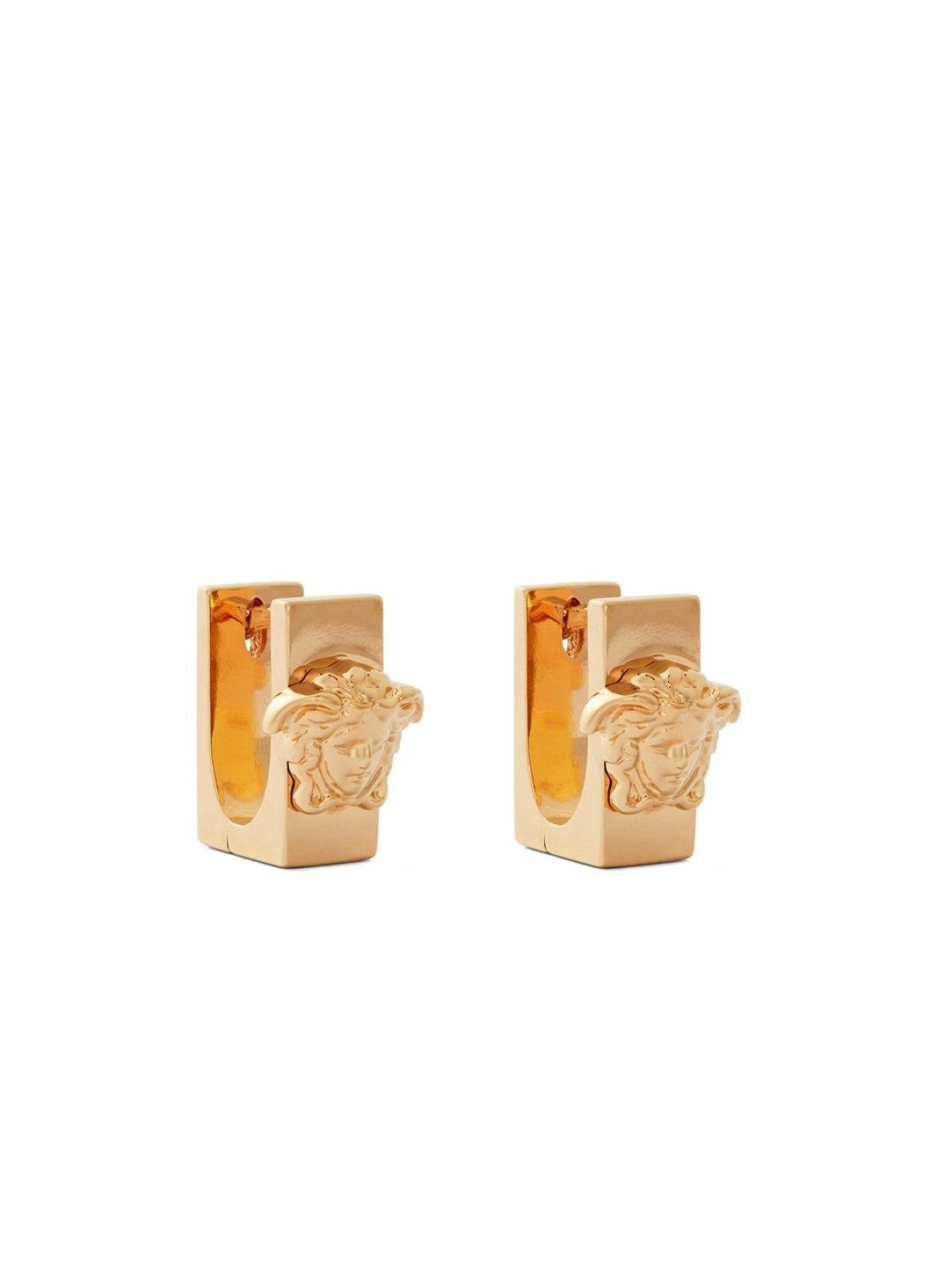 Versace Medusa Logo Hinged Earrings in White | Lyst