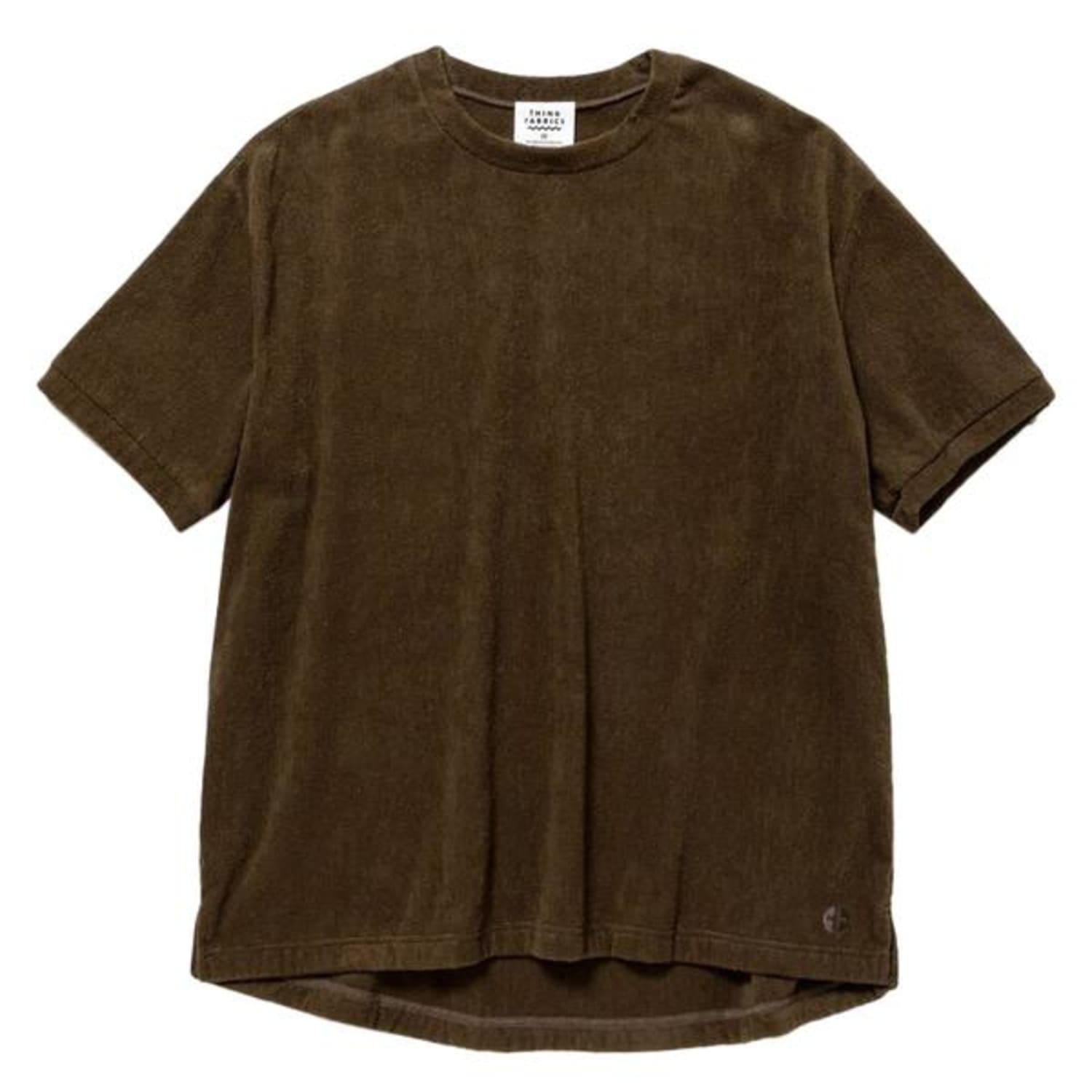 thing-fabrics-short-pile-relaxed-t-shirt-olive-in-brown-for-men-lyst