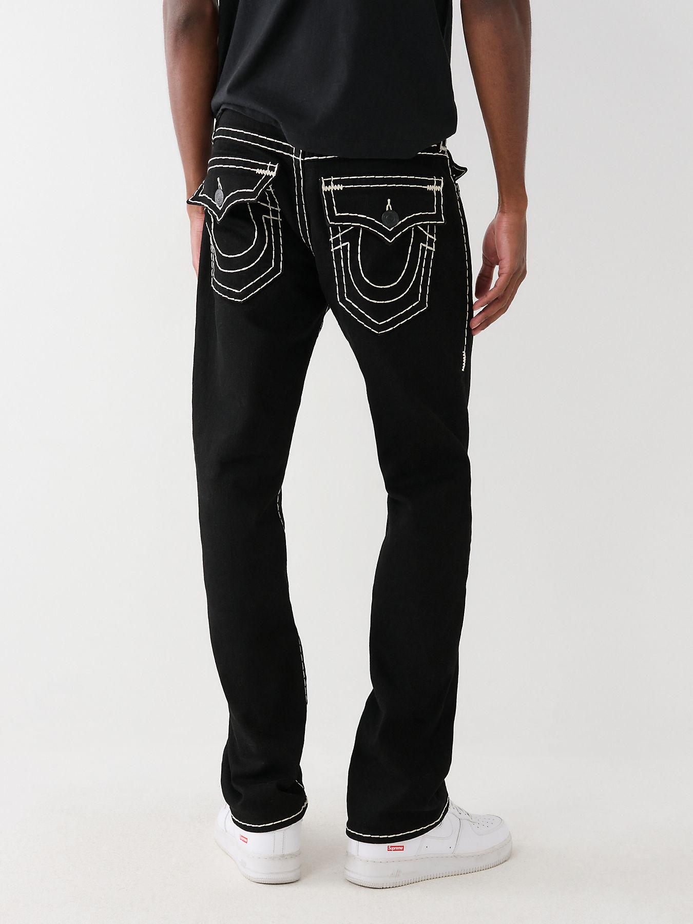 True Religion Ricky Super T Stitch Straight Jean in Black for Men | Lyst