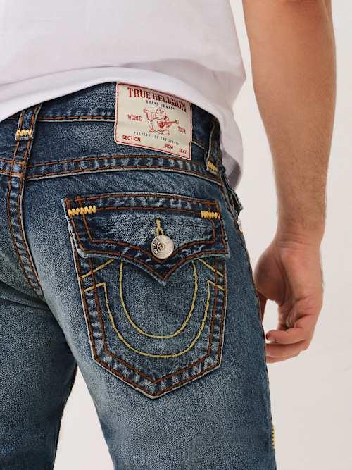 True Religion Joey Super T Flap Jean Twisted Flare Jean in Blue for Men ...