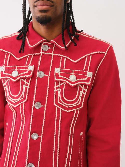 True Religion Jimmy Rope Stitch Jacket in Red for Men | Lyst