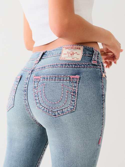 True Religion Jennie Pick Super T Stitch Skinny Jean in Blue | Lyst