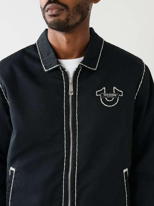 True Religion Super T Twill Bomber Jacket in Blue for Men | Lyst