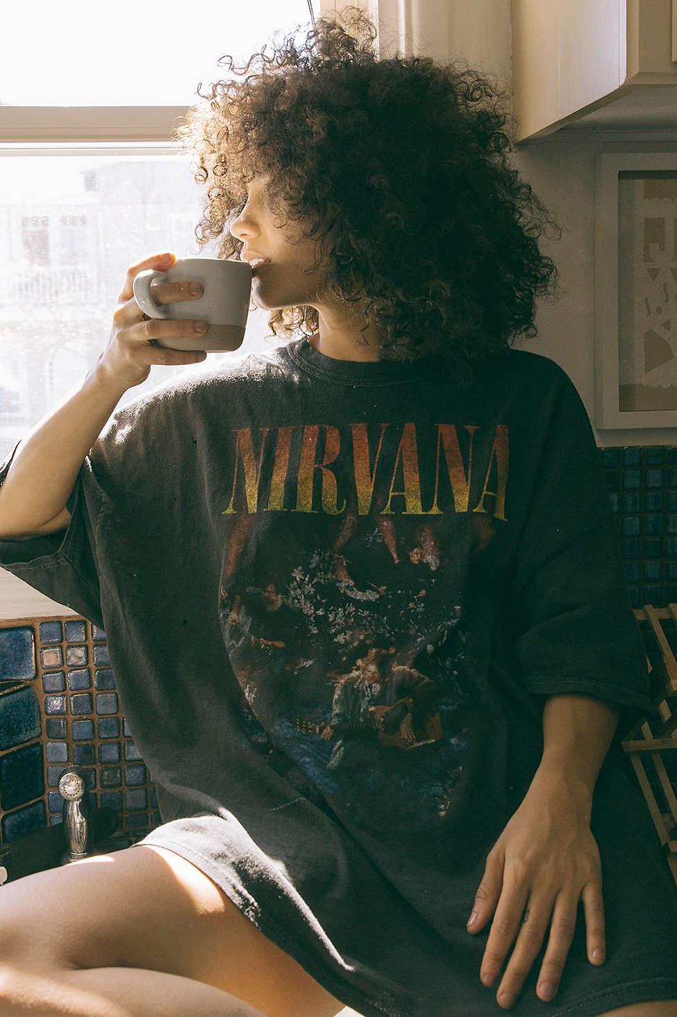 Urban Outfitters Cotton Nirvana Unplugged T Shirt Dress In Black Lyst