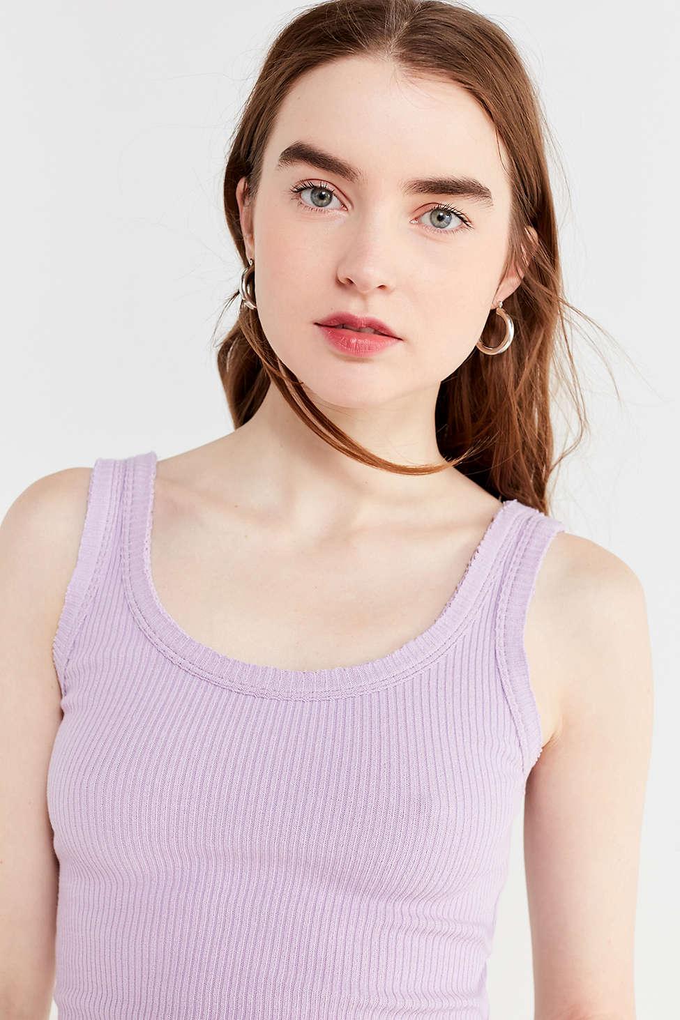 Urban Outfitters Cotton Uo Ribbed Knit Crop Tank Top In Purple Lyst