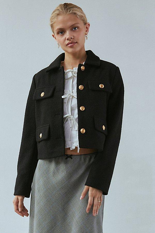 Blank NYC Style Guru Cropped Shacket Jacket in Black | Lyst