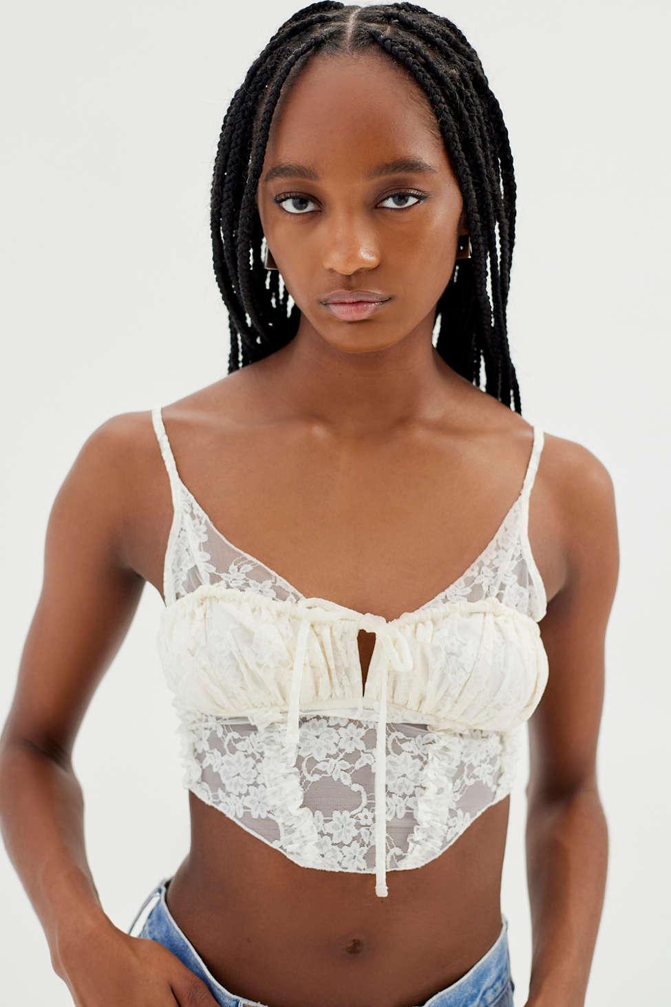 Urban Outfitters Uo Farrah Sheer Lace Corset Cami In White Lyst