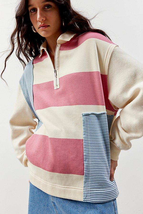 BDG Saylor Spliced Quarter-Zip Sweatshirt in Pink | Lyst