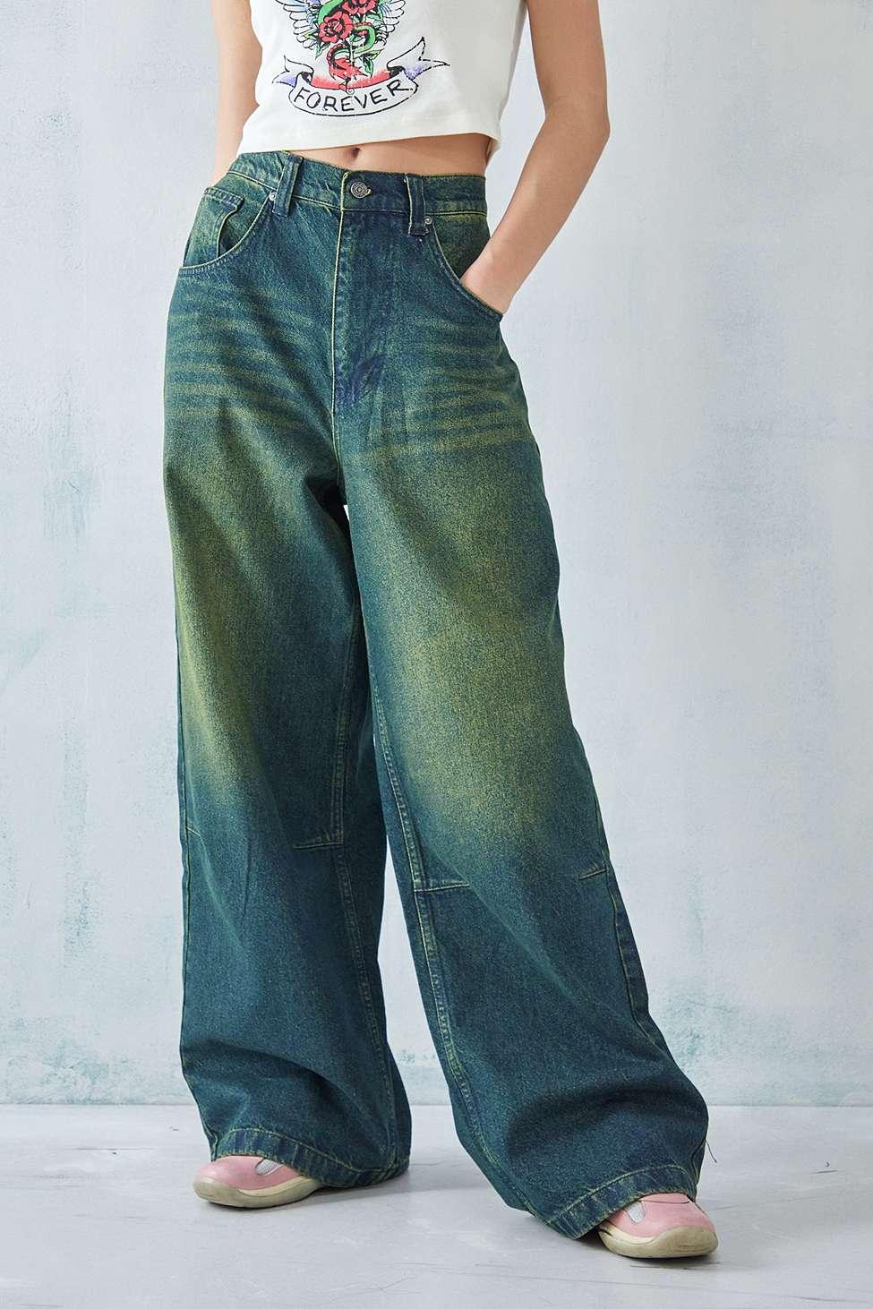 Jaded London Tinted Green Colossus Jeans | Lyst UK