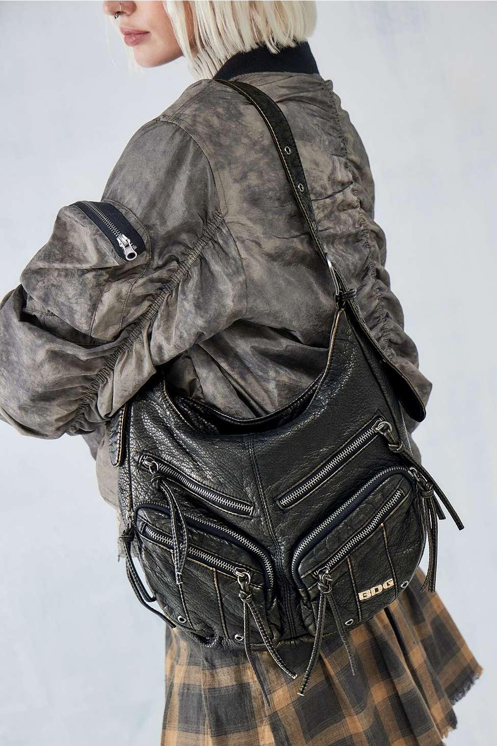 BDG Faux Leather Utility Slouch Bag in Black | Lyst UK