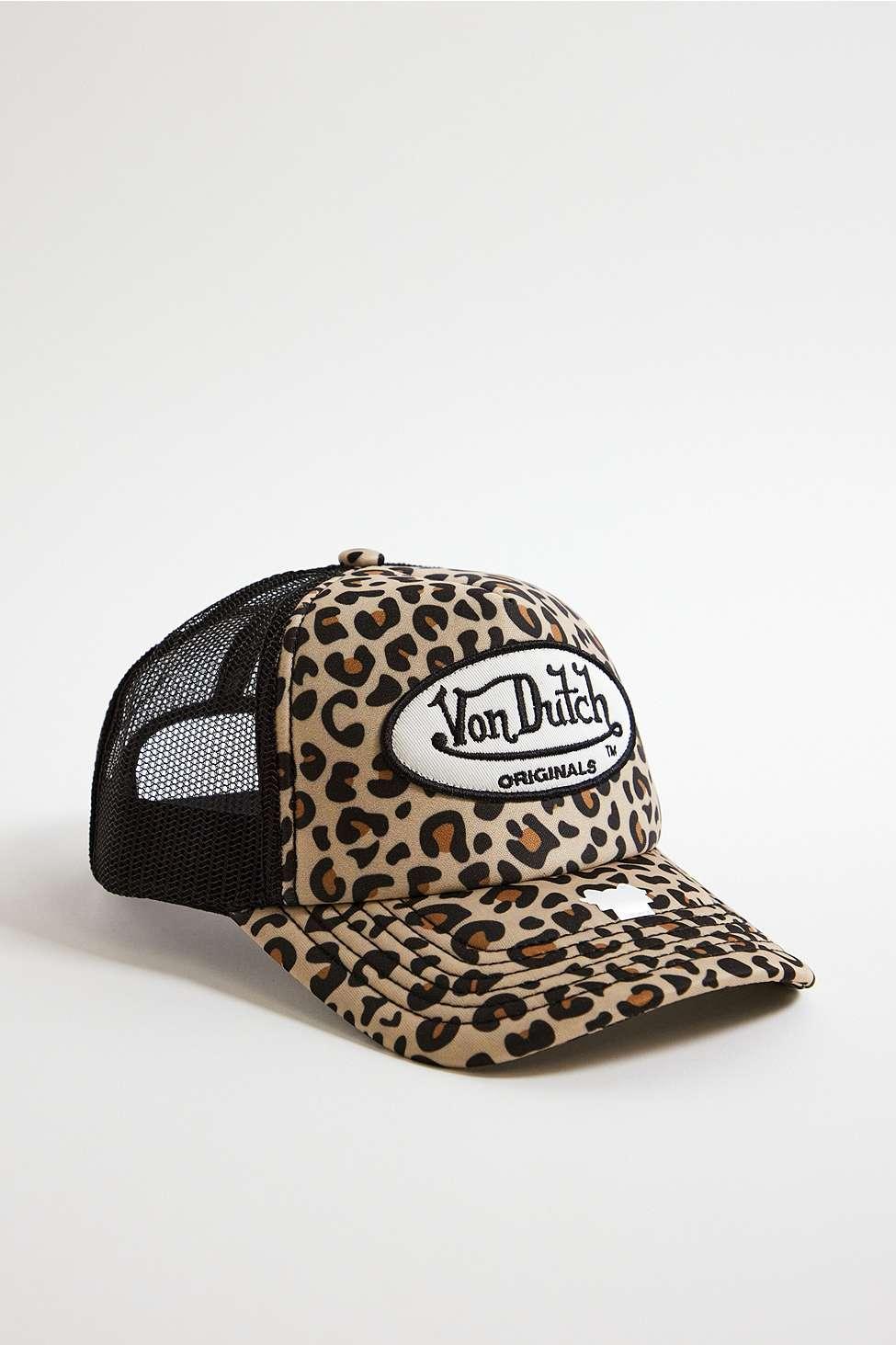 Von Dutch Leopard Print Tampa Trucker Cap in Brown | Lyst UK