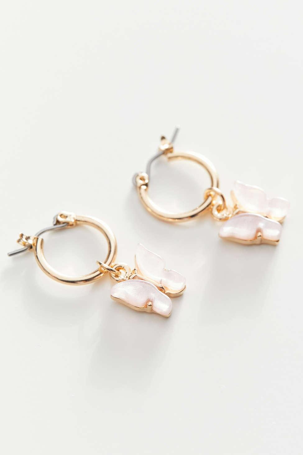 Bri mini butterfly charm hoop earring store