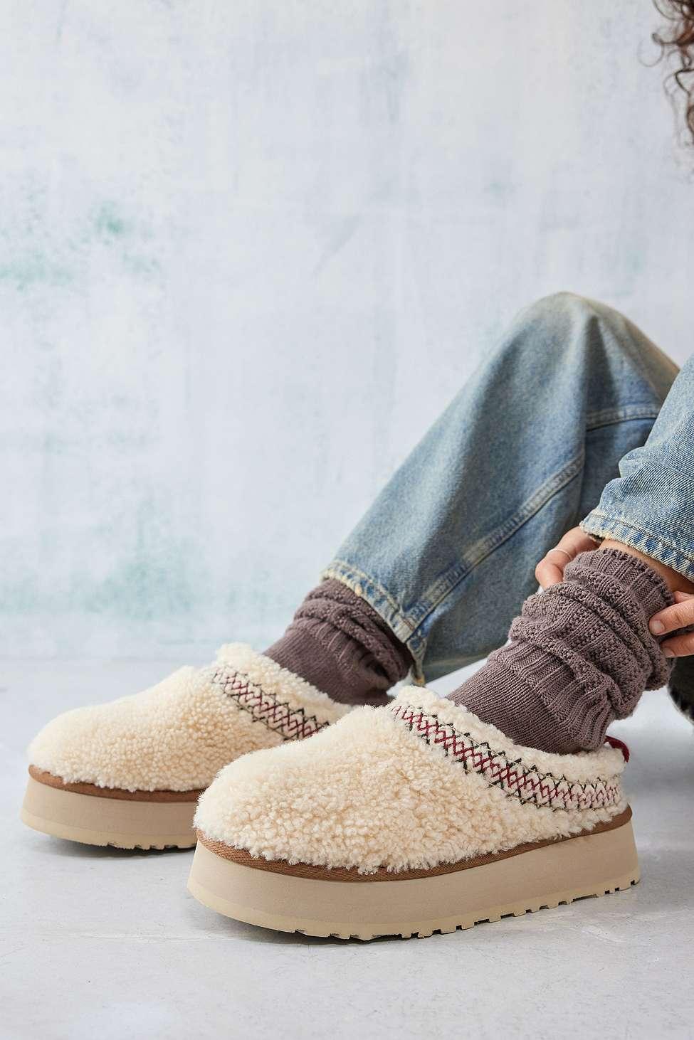 UGG Natural Tazz Fluffy Braided Slippers in Blue | Lyst UK