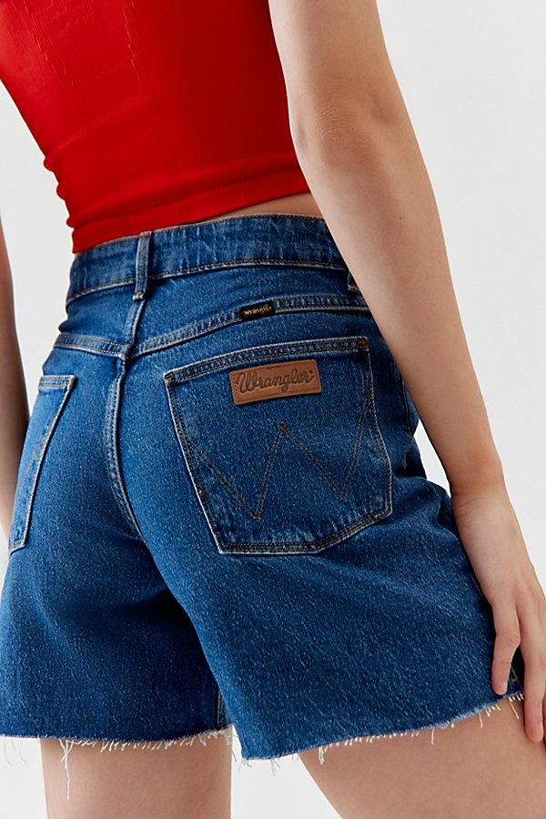 Wrangler High-Rise Denim Short in Blue | Lyst