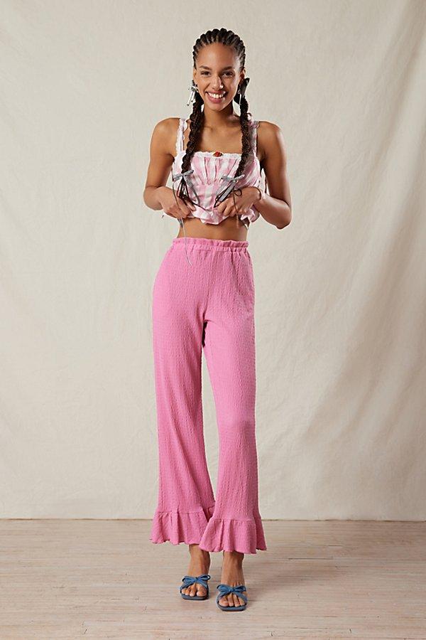 Urban Outfitters Uo Daphne Ruffle Flare Pant in Pink | Lyst