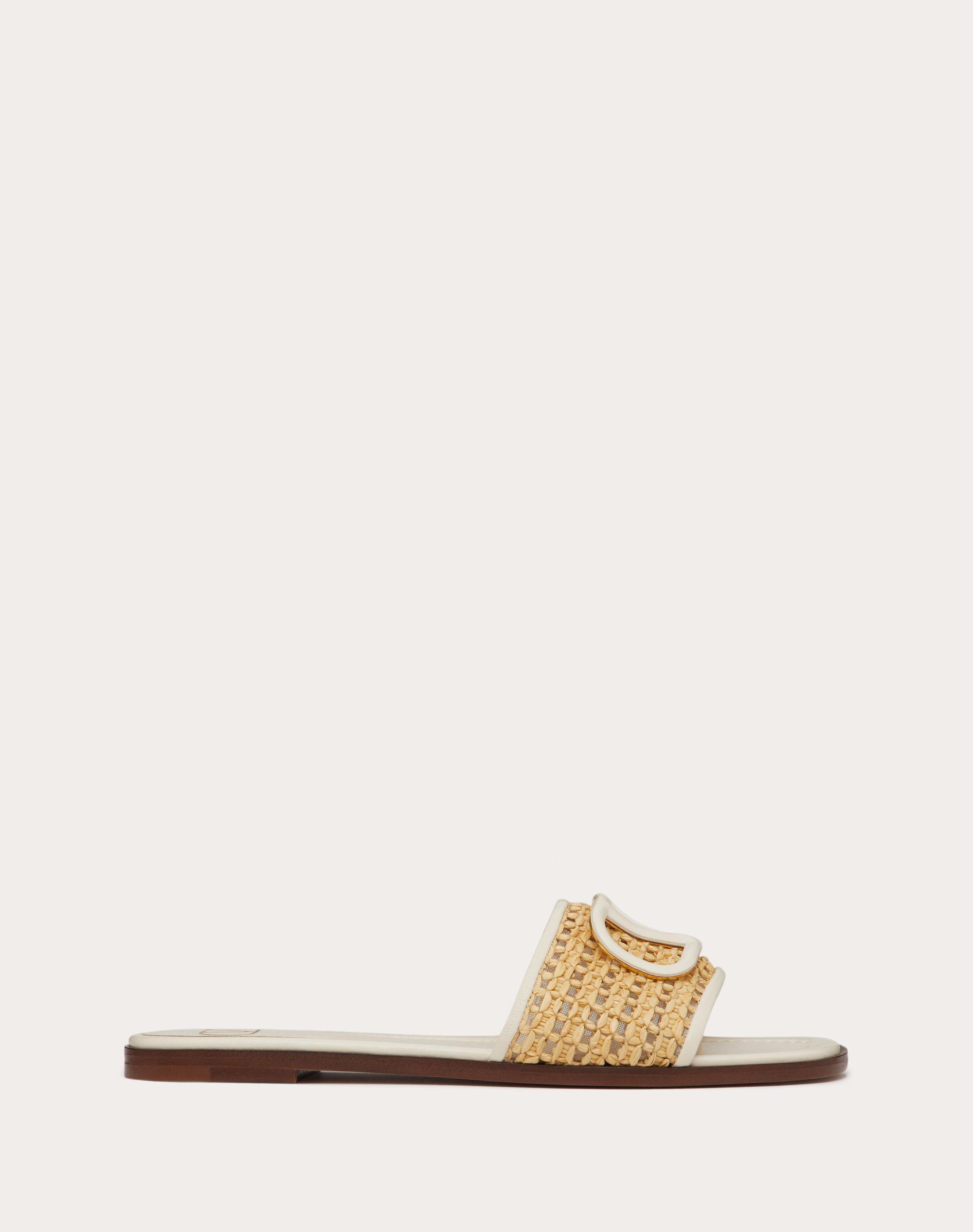 Valentino Garavani Vlogo Signature Woven Raffia Slide Sandal 80mm in ...