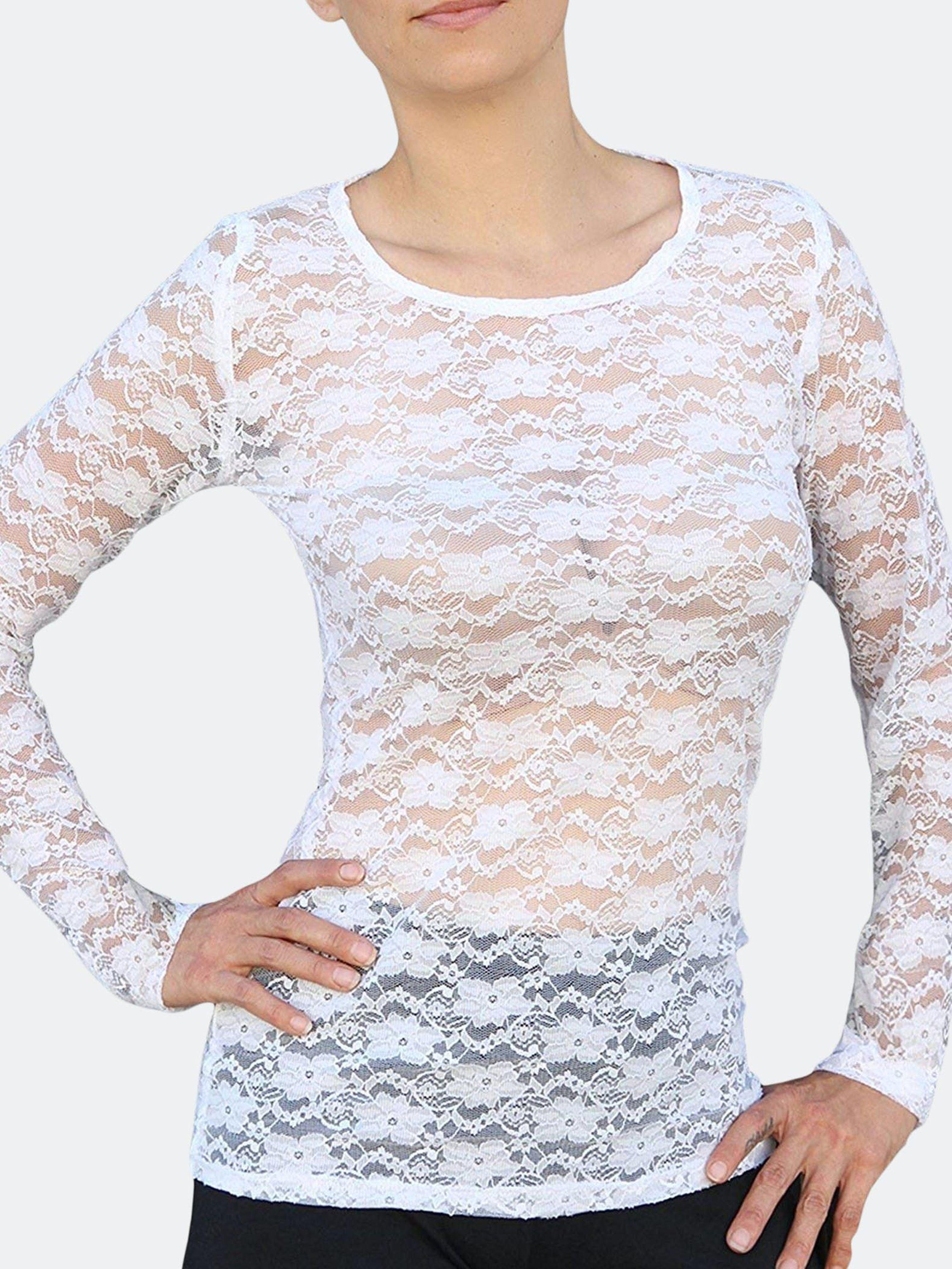 Plus Size White Lace Tops