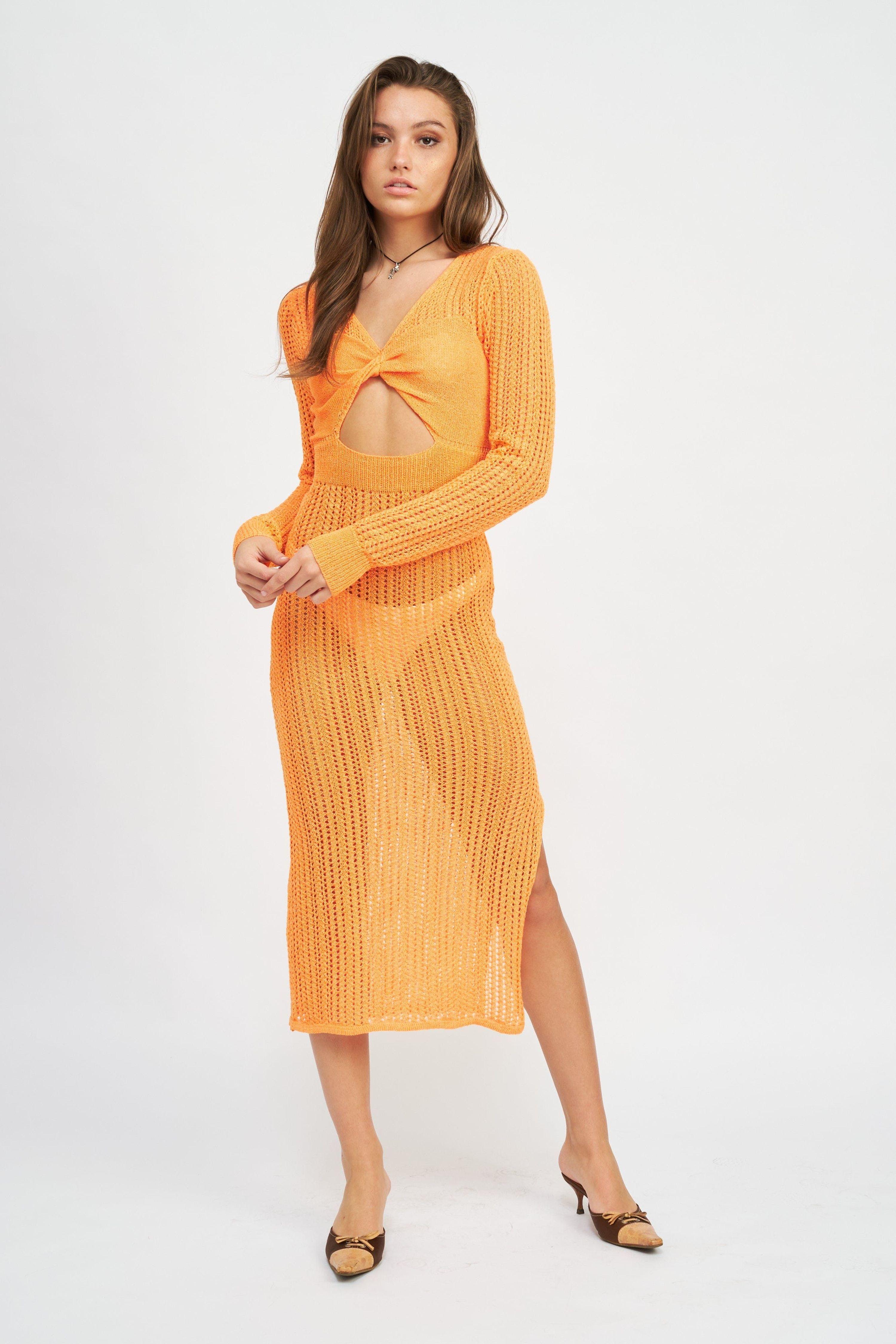emory park Ariyah Midi Dress in Orange | Lyst