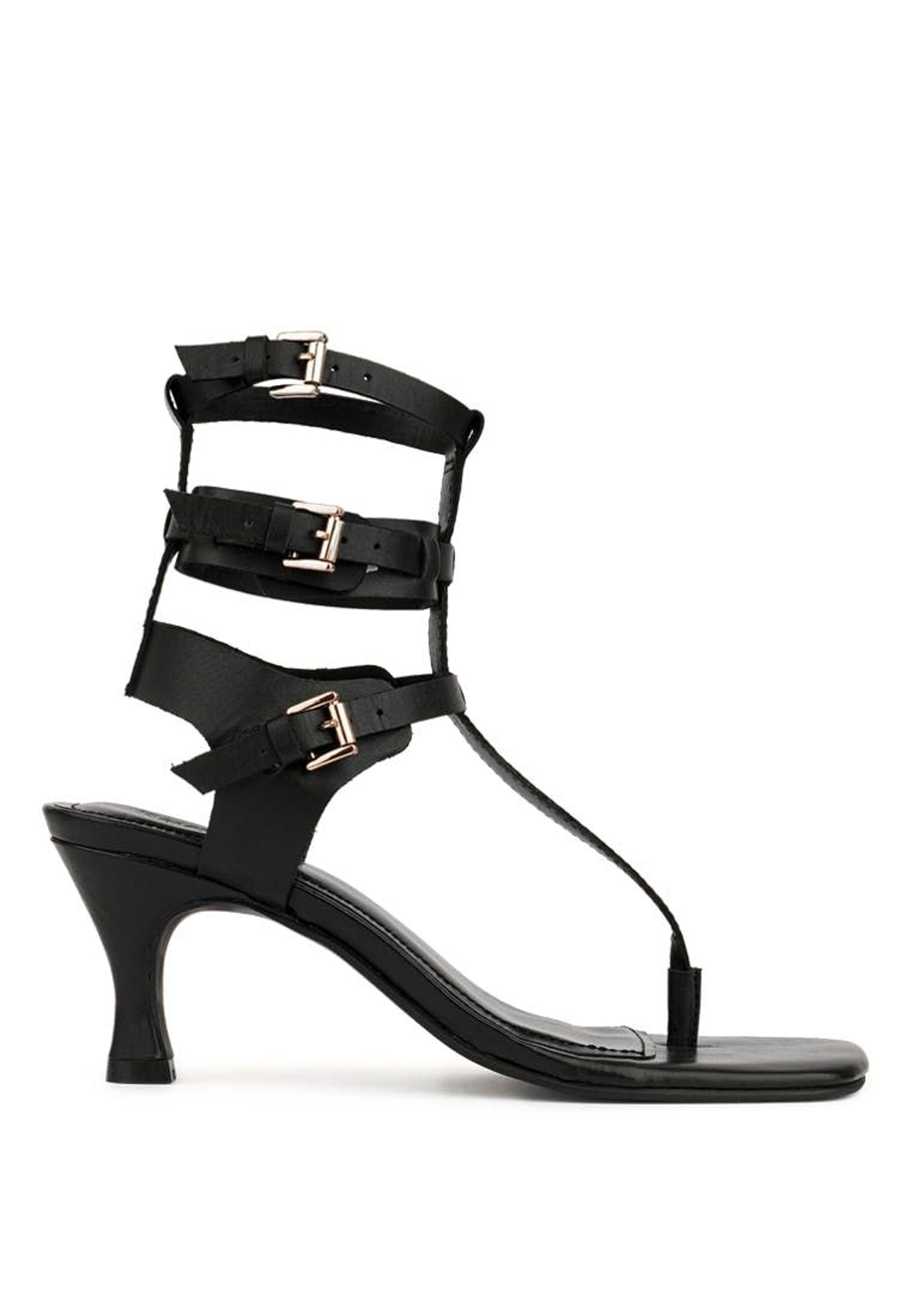 Rag & Co Nereid Kitten Heel Cut Out Gladiator Sandals in Black | Lyst