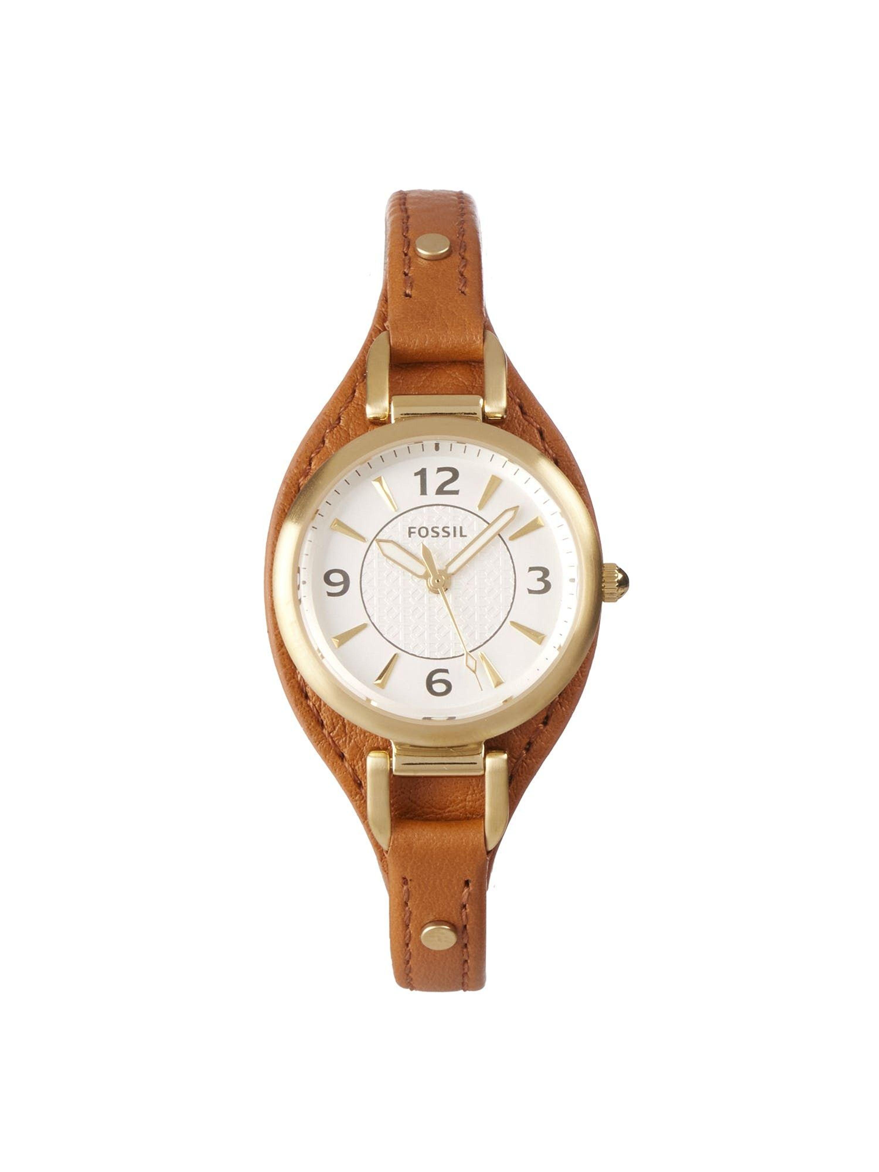 Fossil Es5215 Brown Carlie Mini Quartz Stainless Steel And Eco Leather