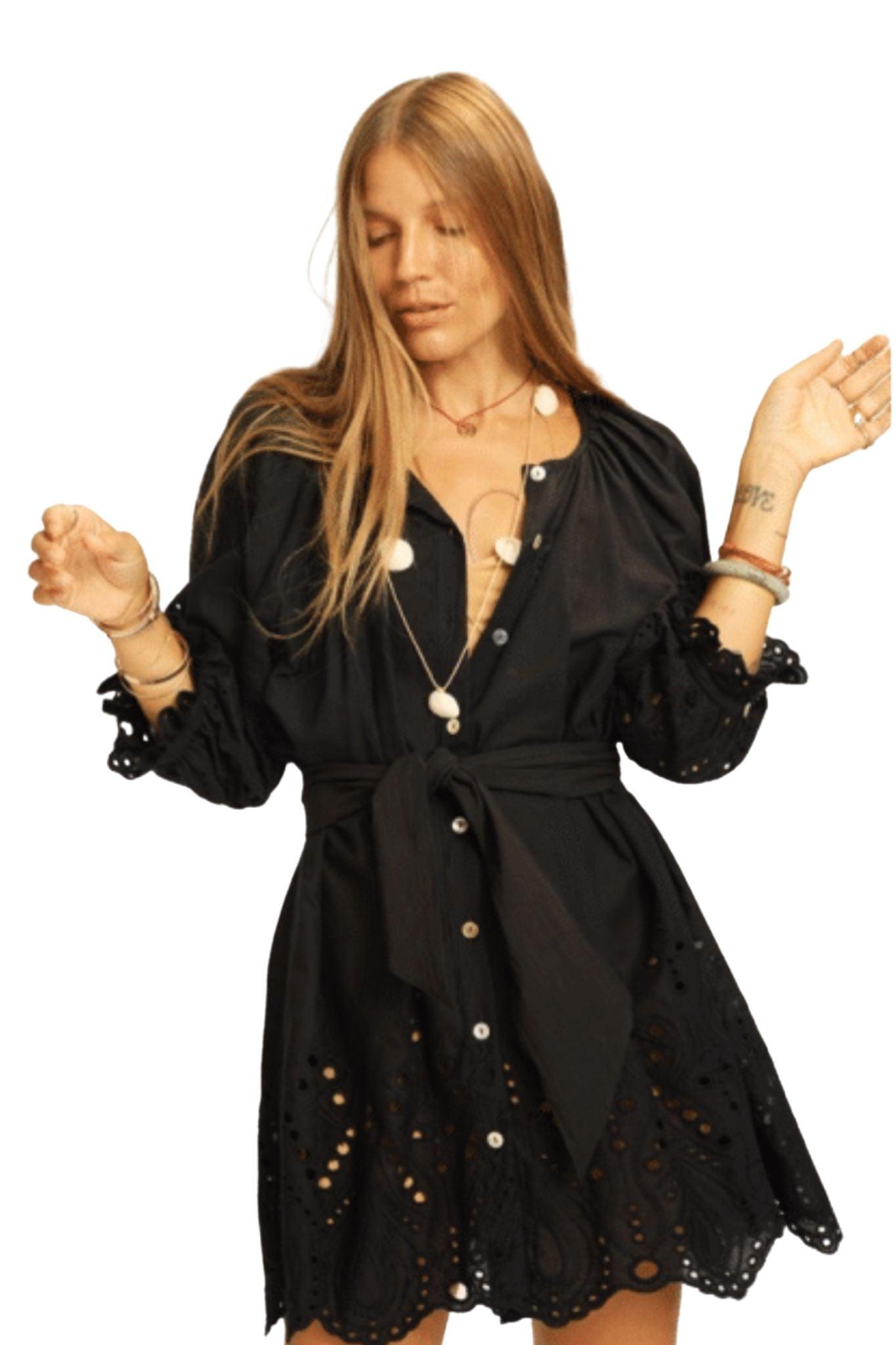 Natalie Martin Alex Short Dress W Sash in Black | Lyst