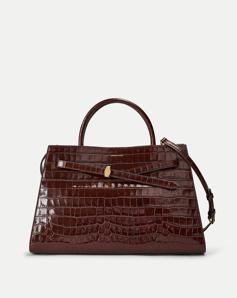 Veronica Beard Large Croc-embossed Dash Bag in Brown | Lyst