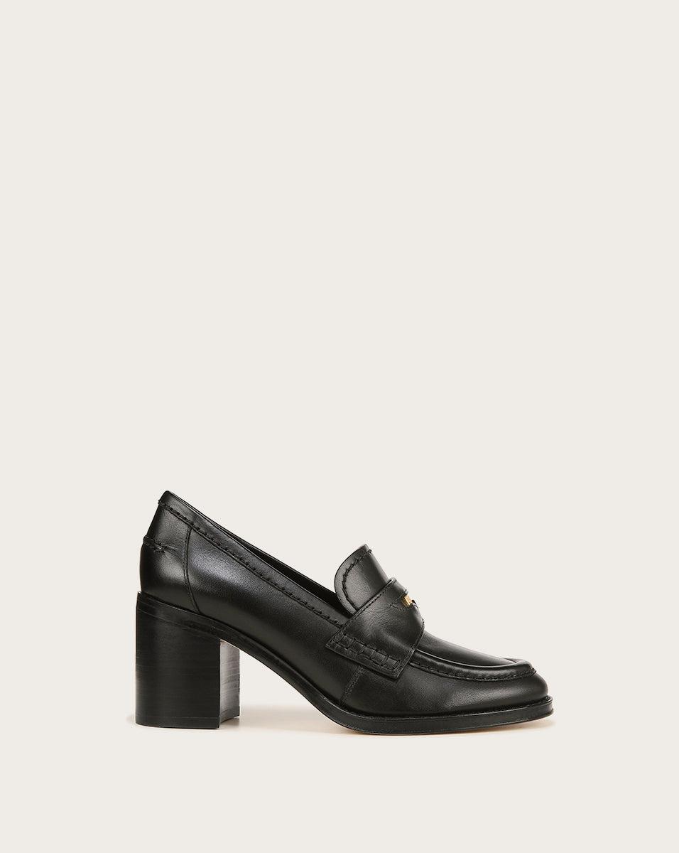 Veronica Beard Penny Leather Loafer Heel In Black Lyst