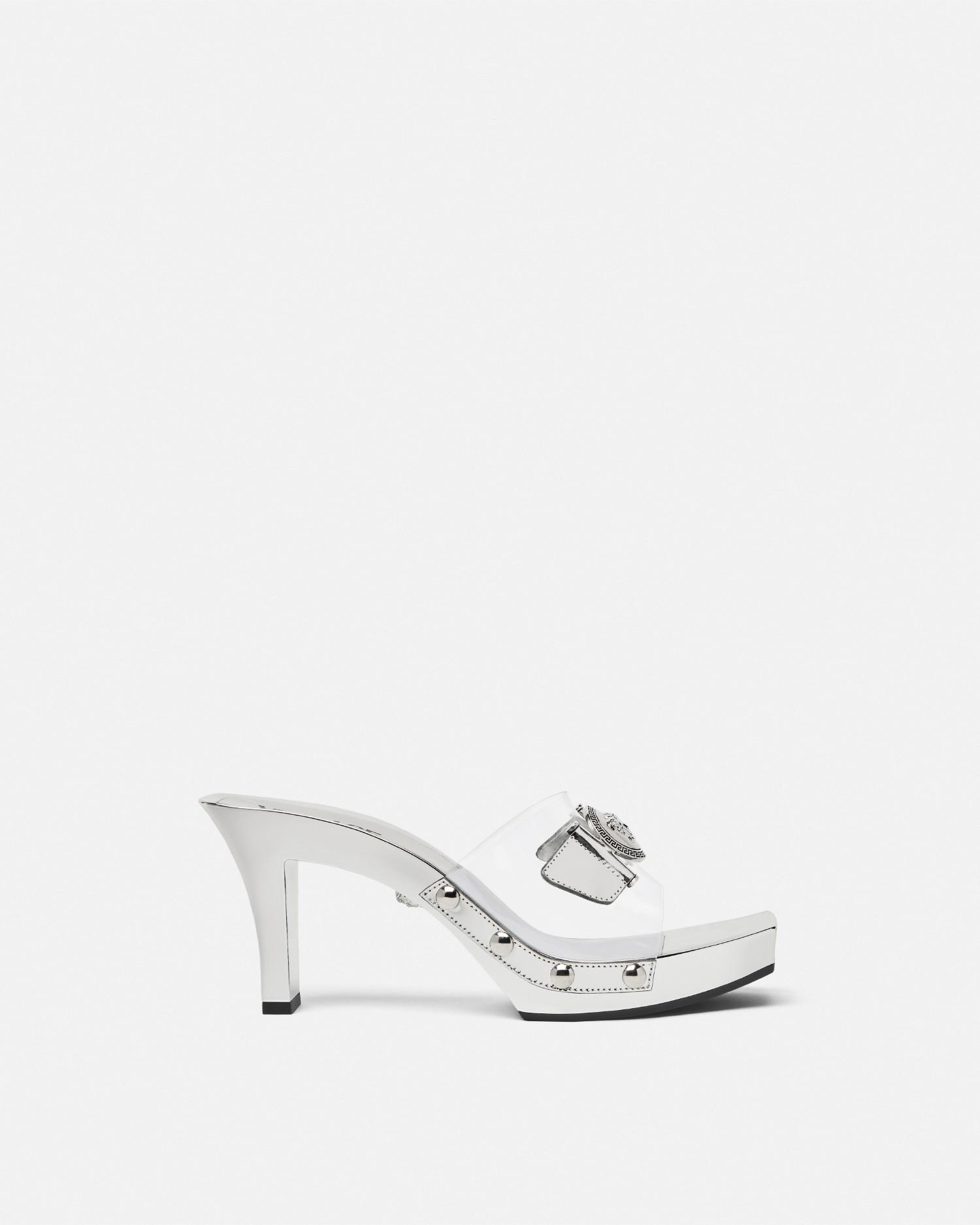 Versace Medusa Buckle Transparent Clogs 60 Mm in White | Lyst