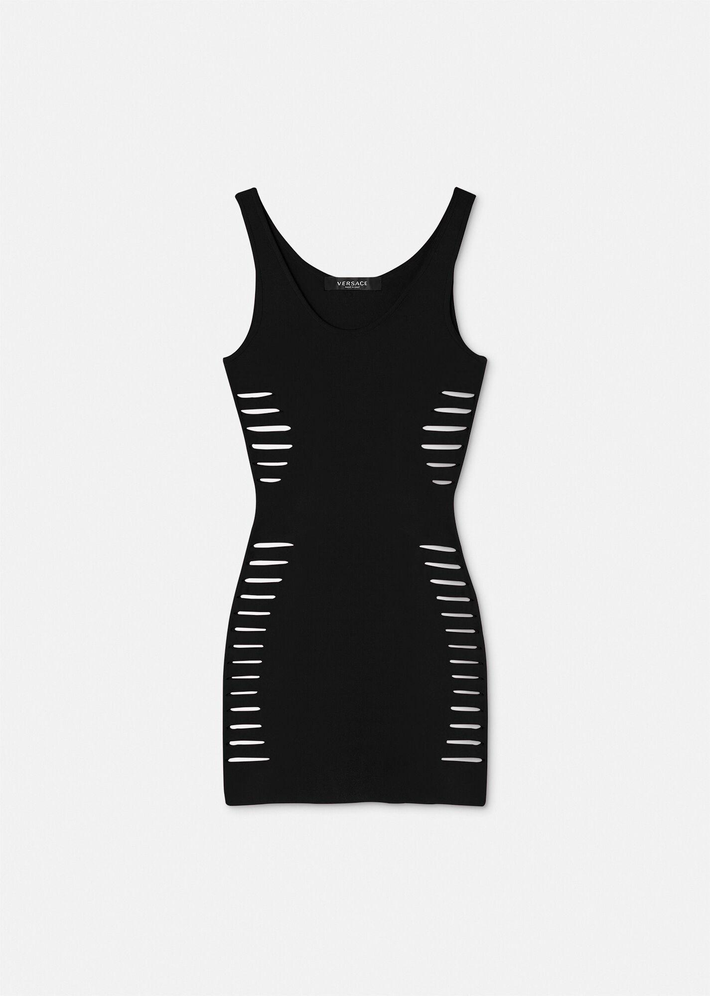 Versace Slashed Knit Mini Dress In Black Lyst