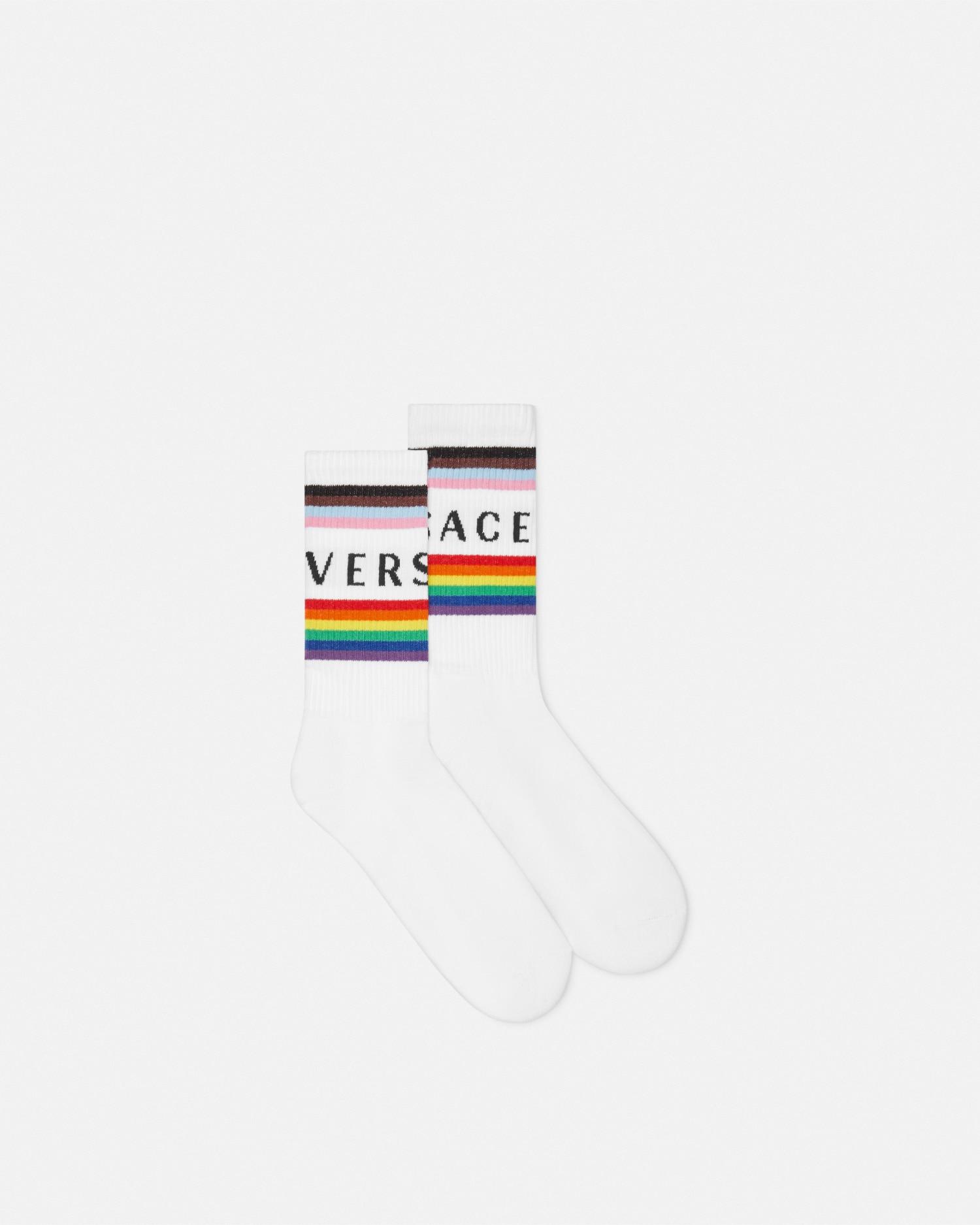 Versace Pride Logo Socks in White for Men | Lyst