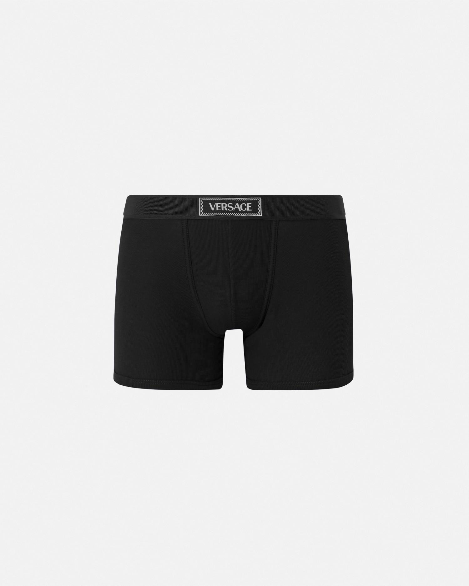 Versace Boxer Long Côtelé 90s Vintage Logo in Black for Men | Lyst