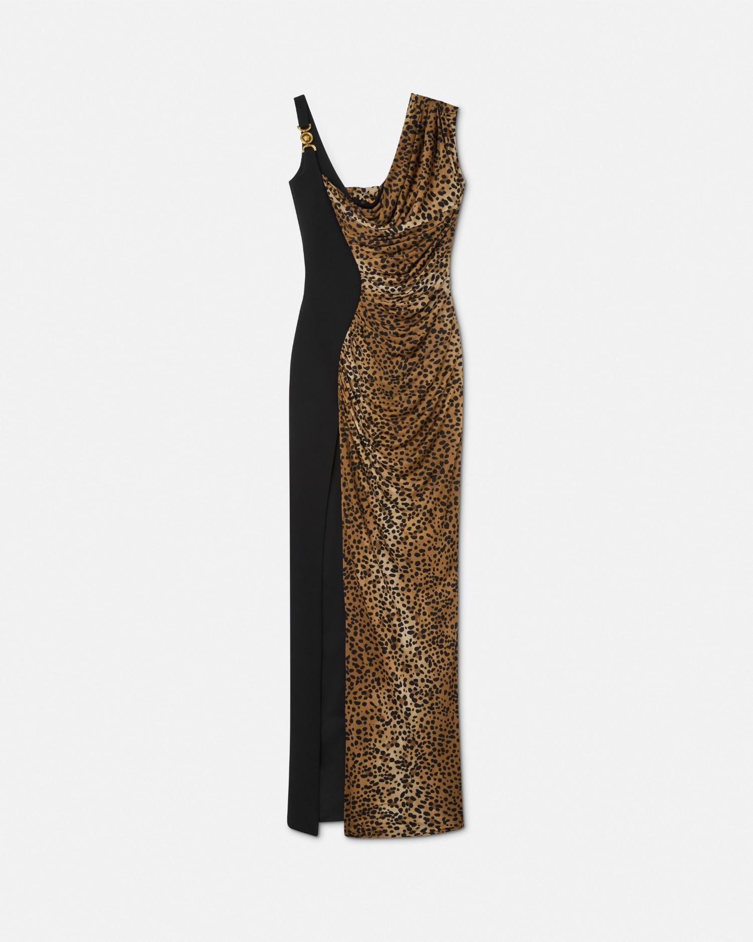 Versace Leopard Medusa '95 Draped Gown in Natural | Lyst