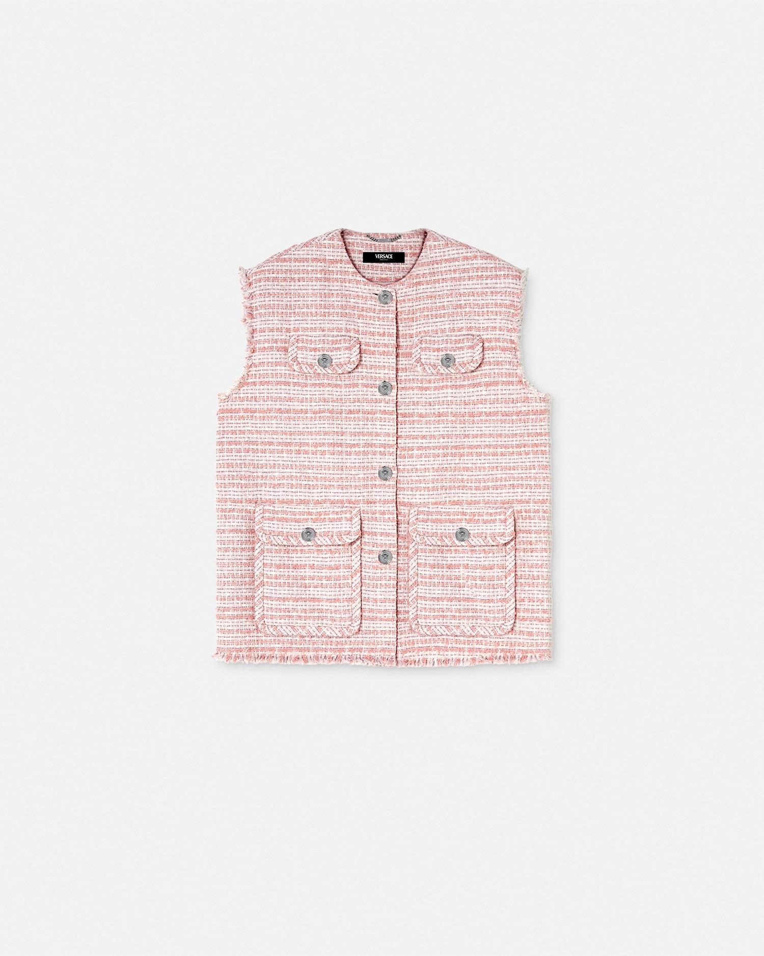 Versace Oversized Tweed Vest in Pink | Lyst