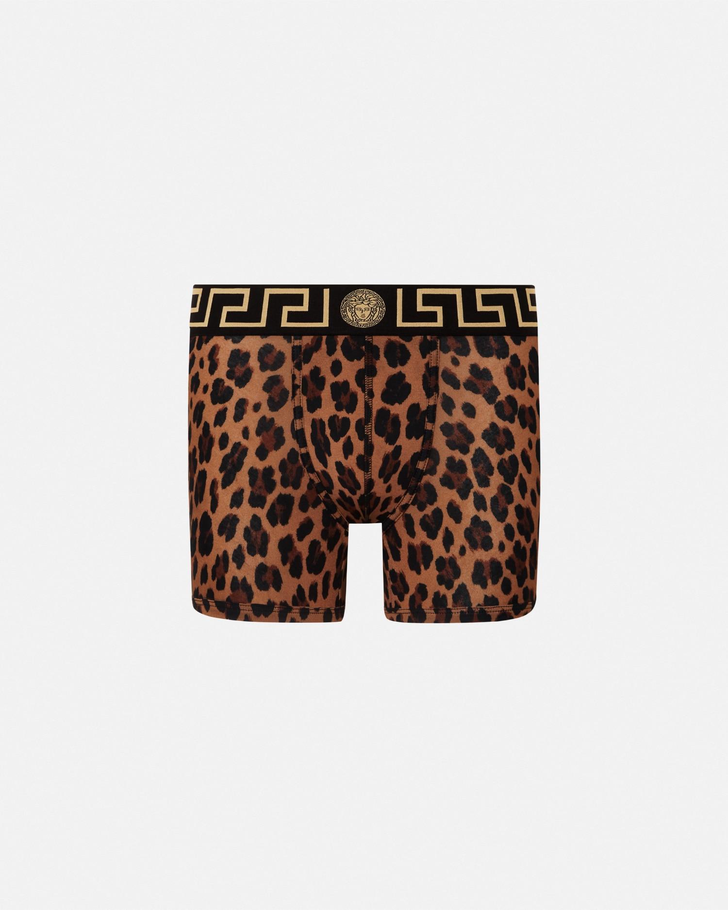 Versace Boxer Long À Bordure Greca Leopard in White for Men | Lyst