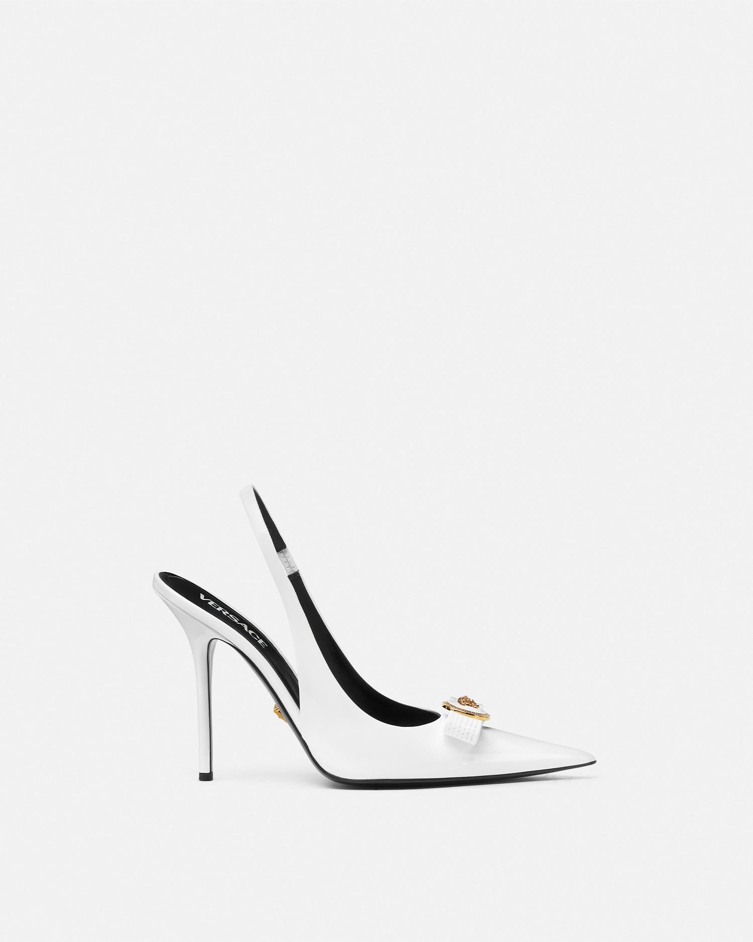 Versace Gianni Ribbon Slingback Pumps 110 Mm in White | Lyst
