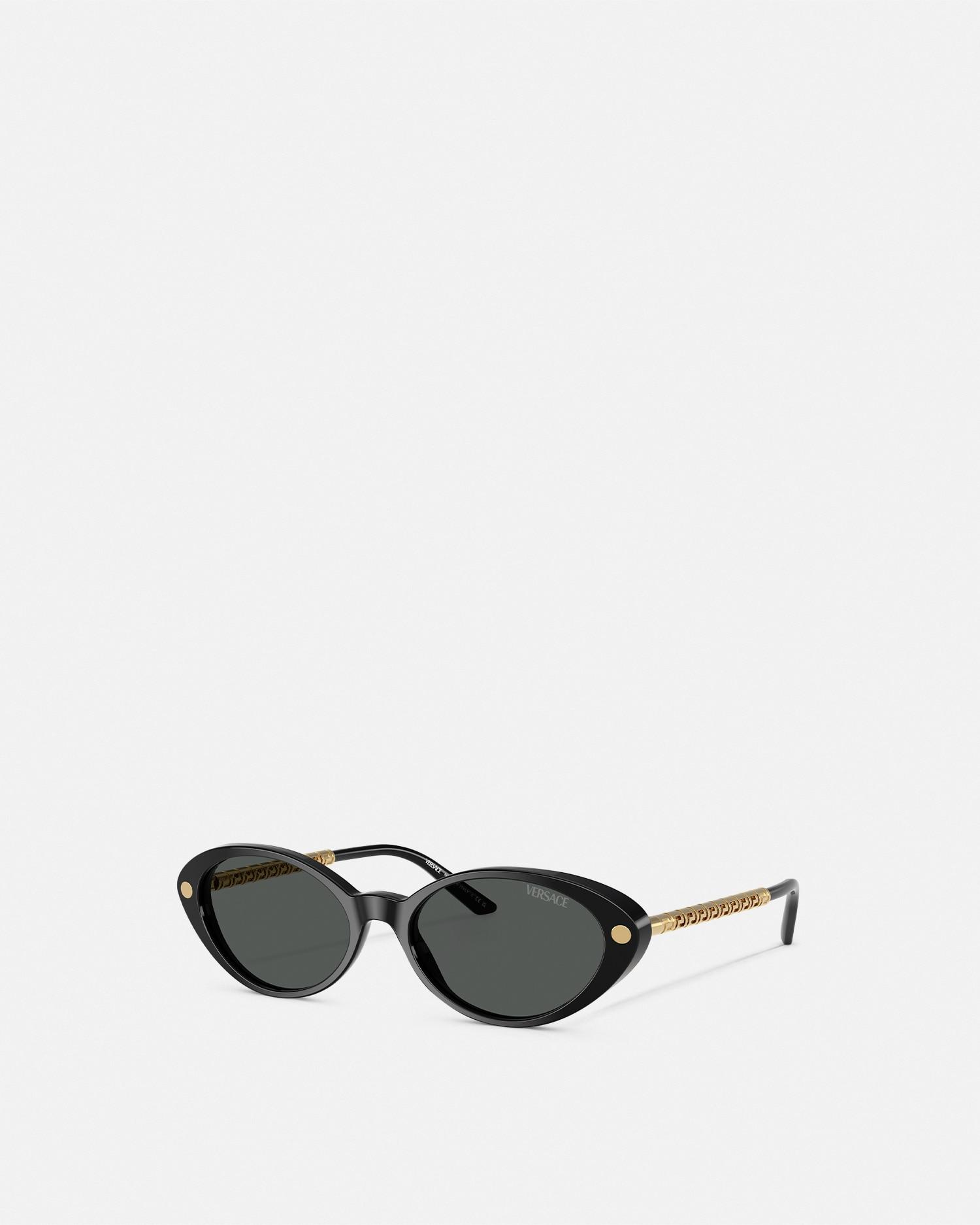 Versace Tubular Greca Oval Sunglasses in White | Lyst