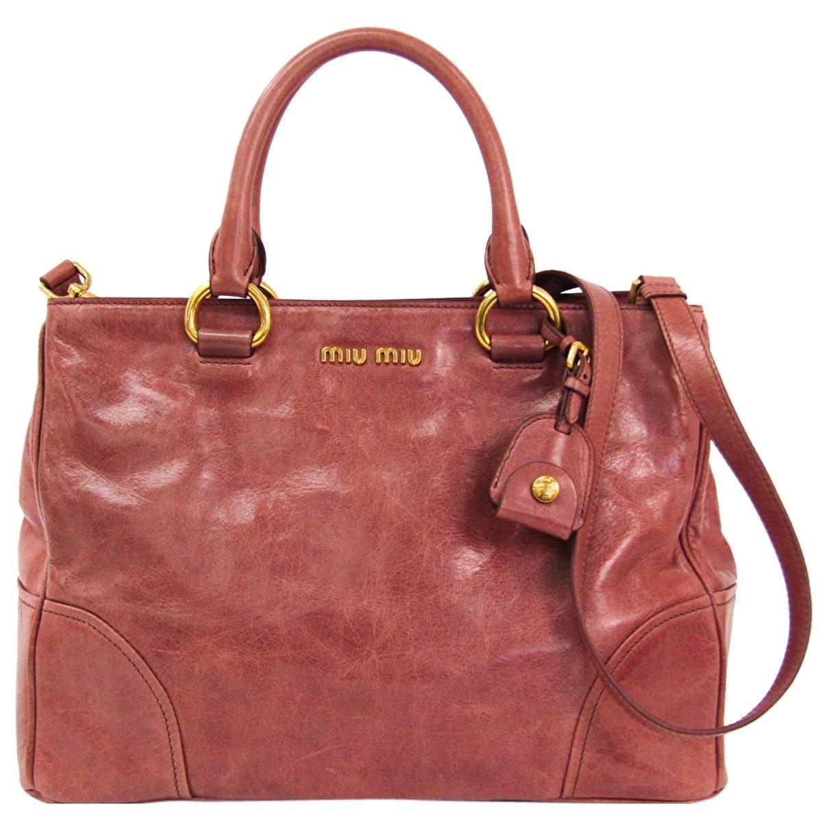 Miu Miu Pink Leather Handbag - Lyst Miu Miu Pink Leather Handbag - Lyst