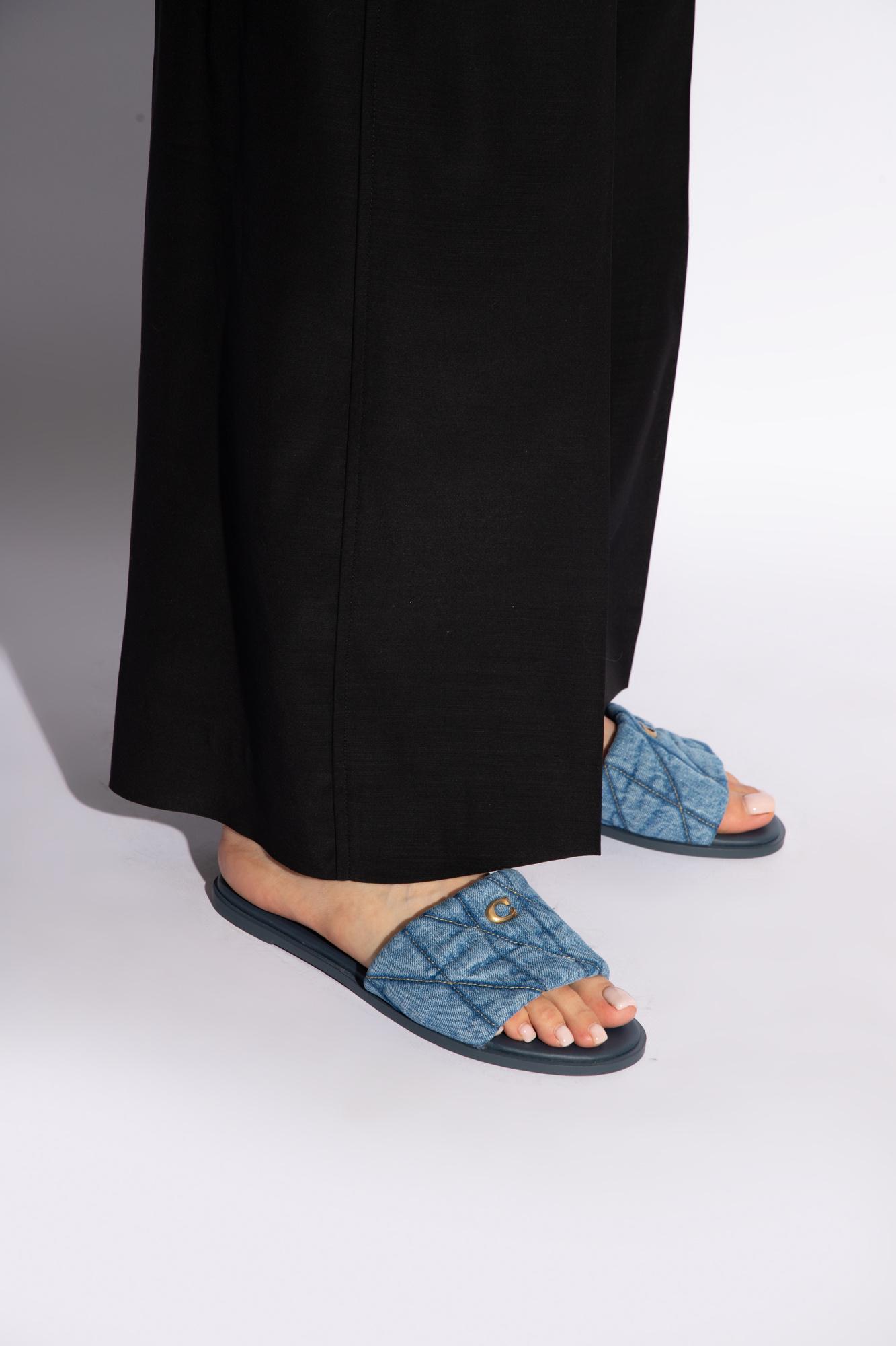 COACH Denim Slippers in Black | Lyst