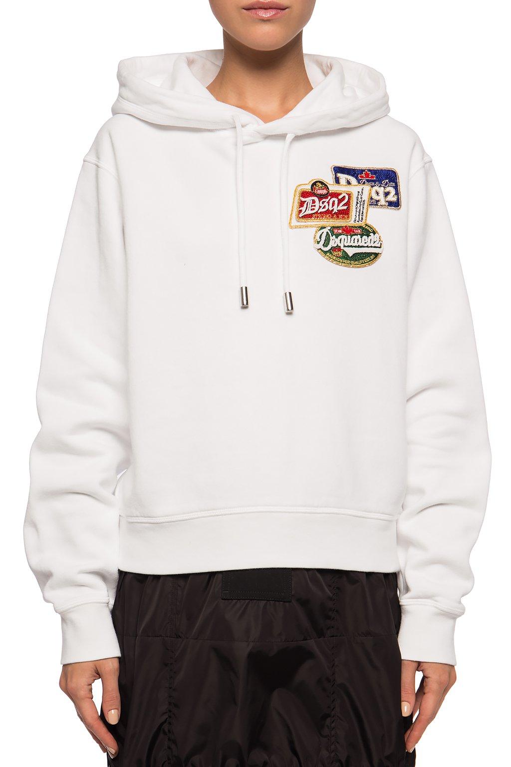 DSquared² Cotton Embellished Hoodie in White - Lyst
