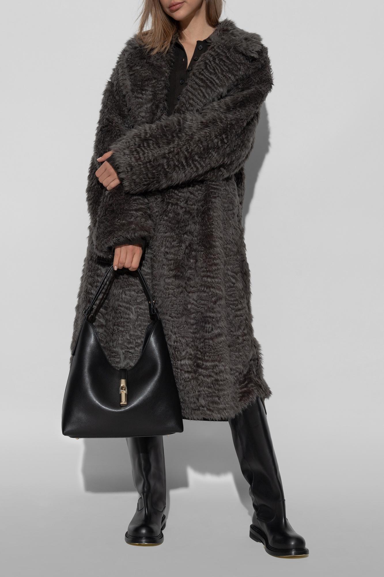 Stand Studio Faux Fur Coat Nicole in Black | Lyst