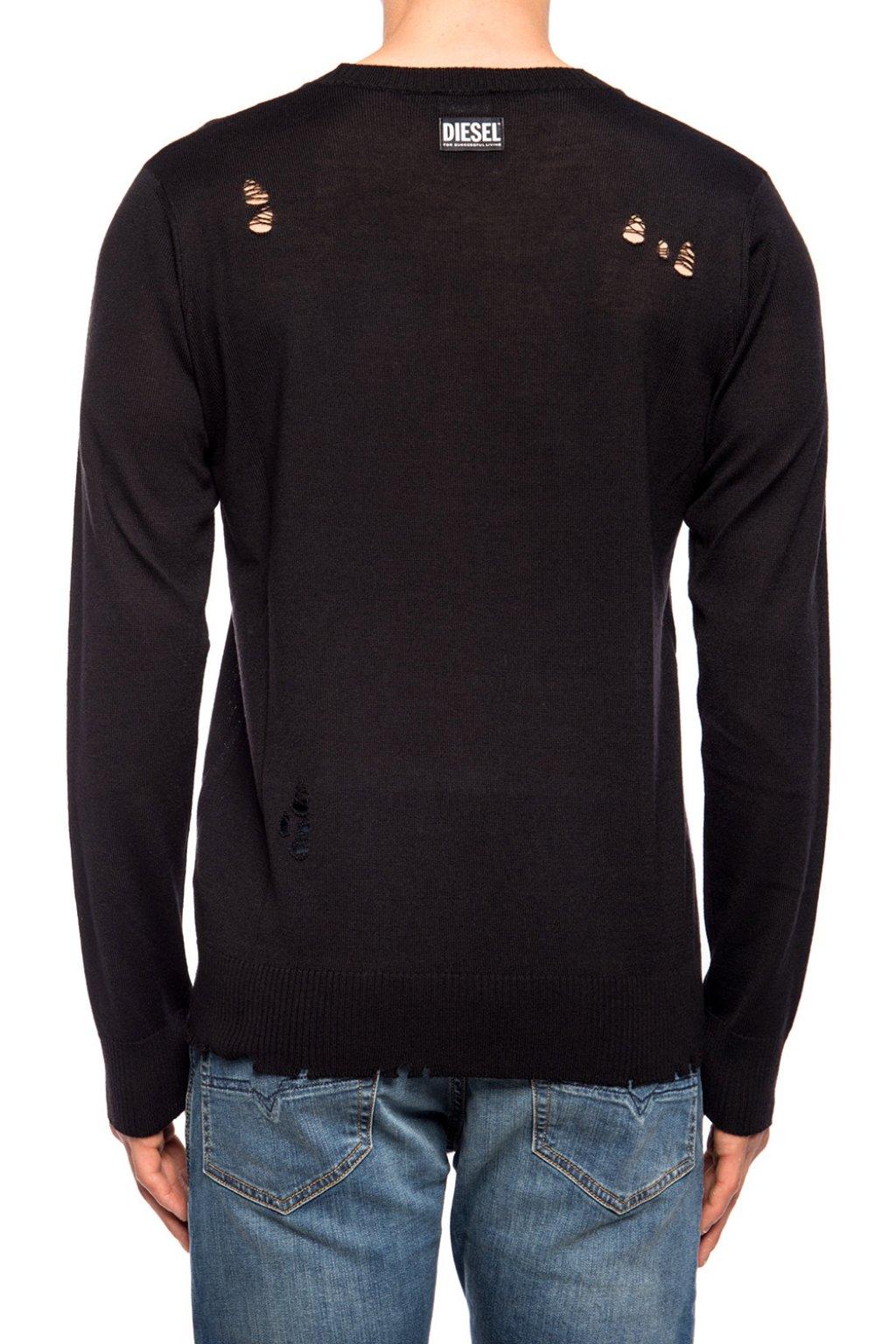 DIESEL Wool Raw-edge Sweater in Black for Men - Lyst