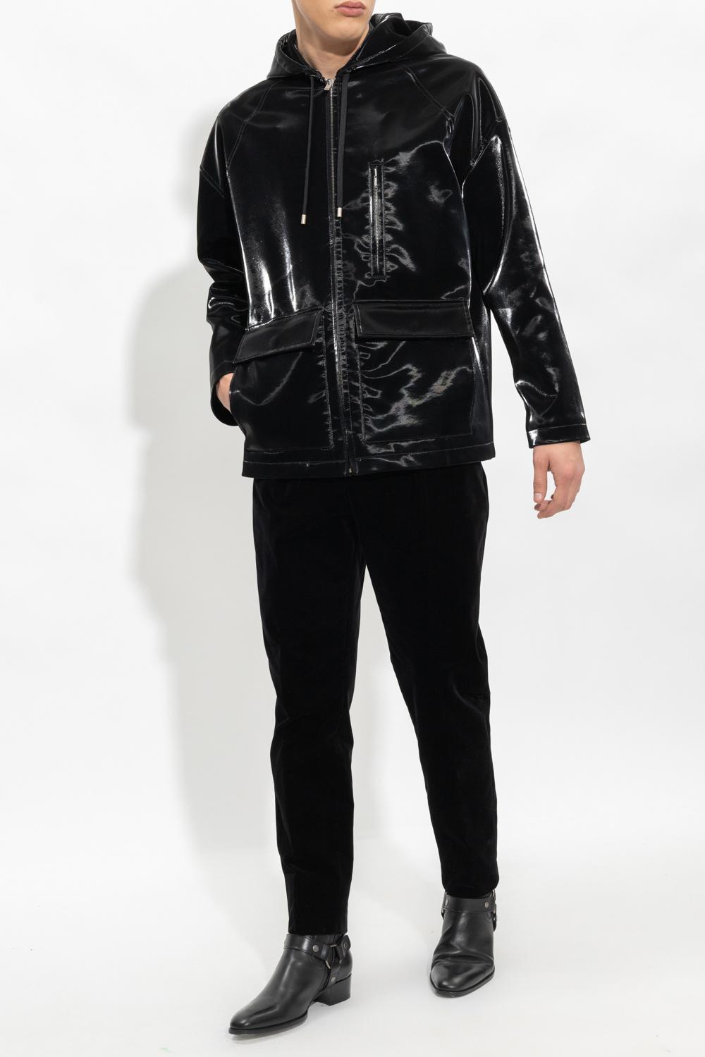 Saint Laurent Hooded Vinyl Jacket in Black for Men | Lyst