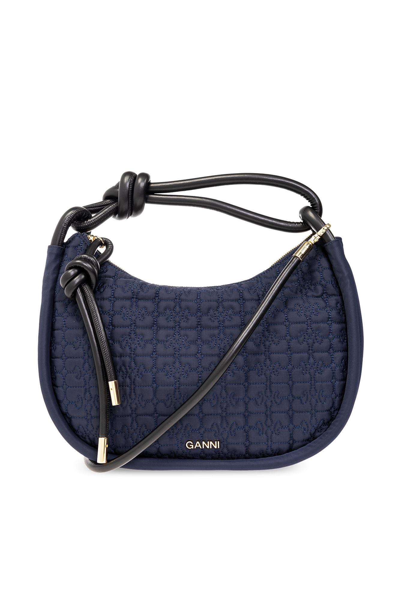 Ganni 'knot' Quilted Shoulder Bag in Blue | Lyst