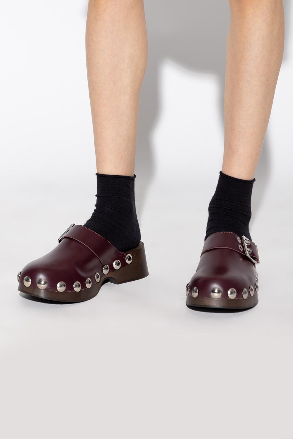Ganni Leather Clogs in Purple | Lyst