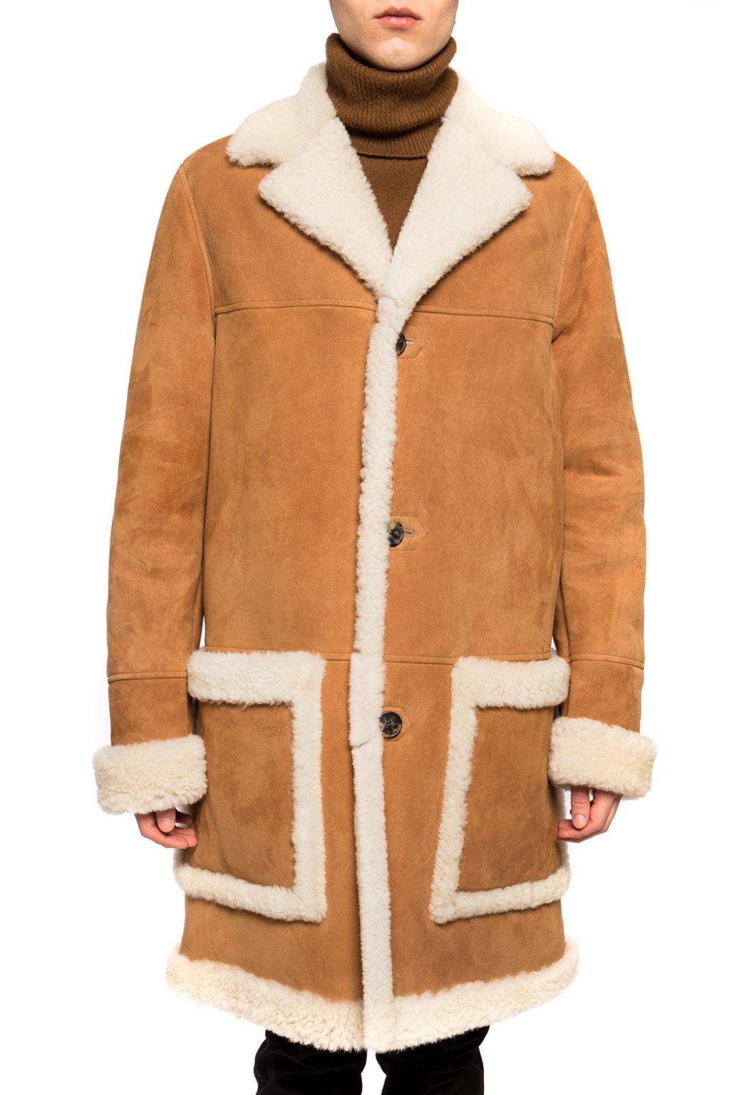 Loewe Leather Shearling Coat in Brown for Men - Lyst