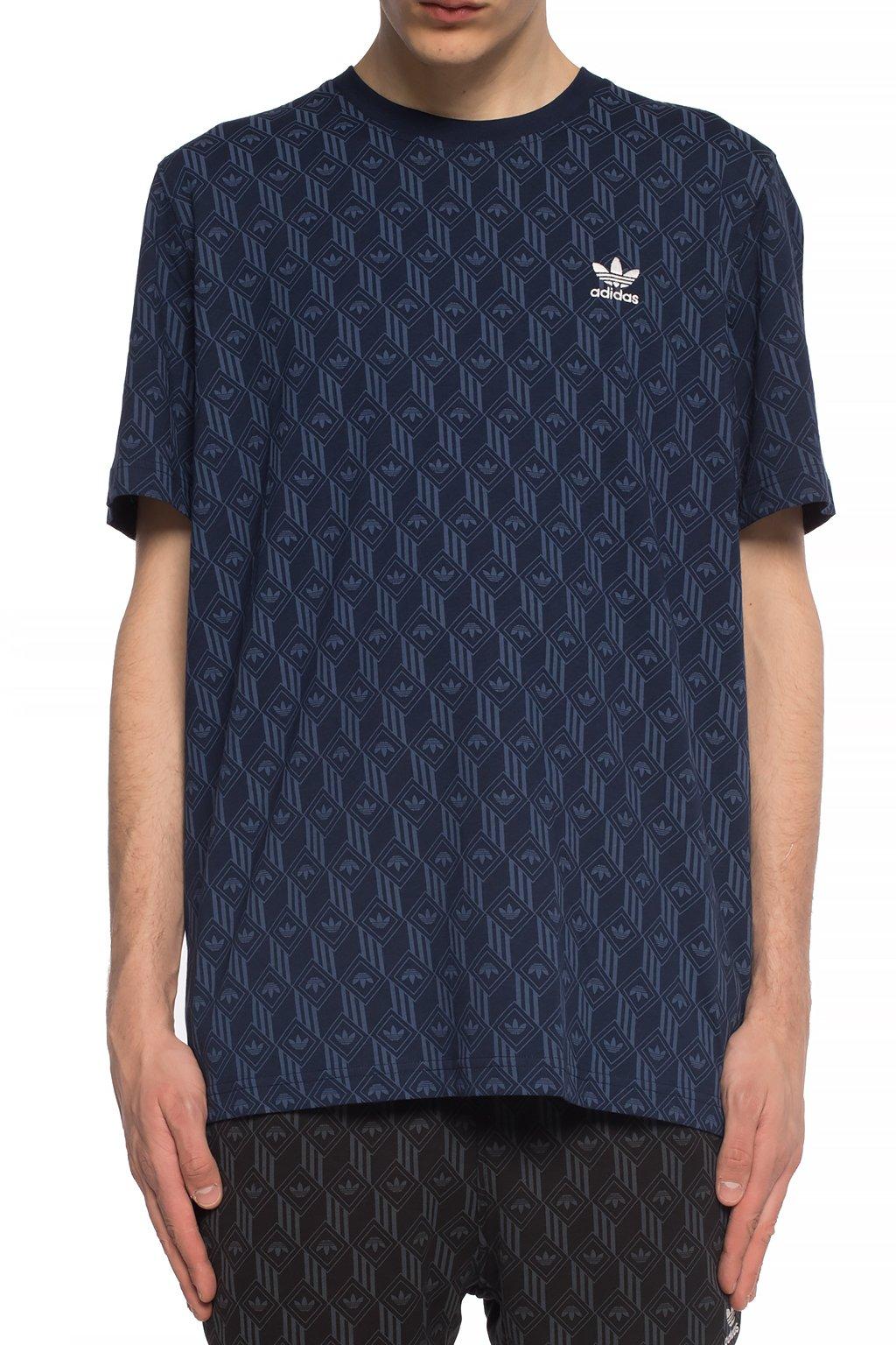 adidas Originals Cotton All-over Logo T-shirt Navy Blue for Men - Lyst