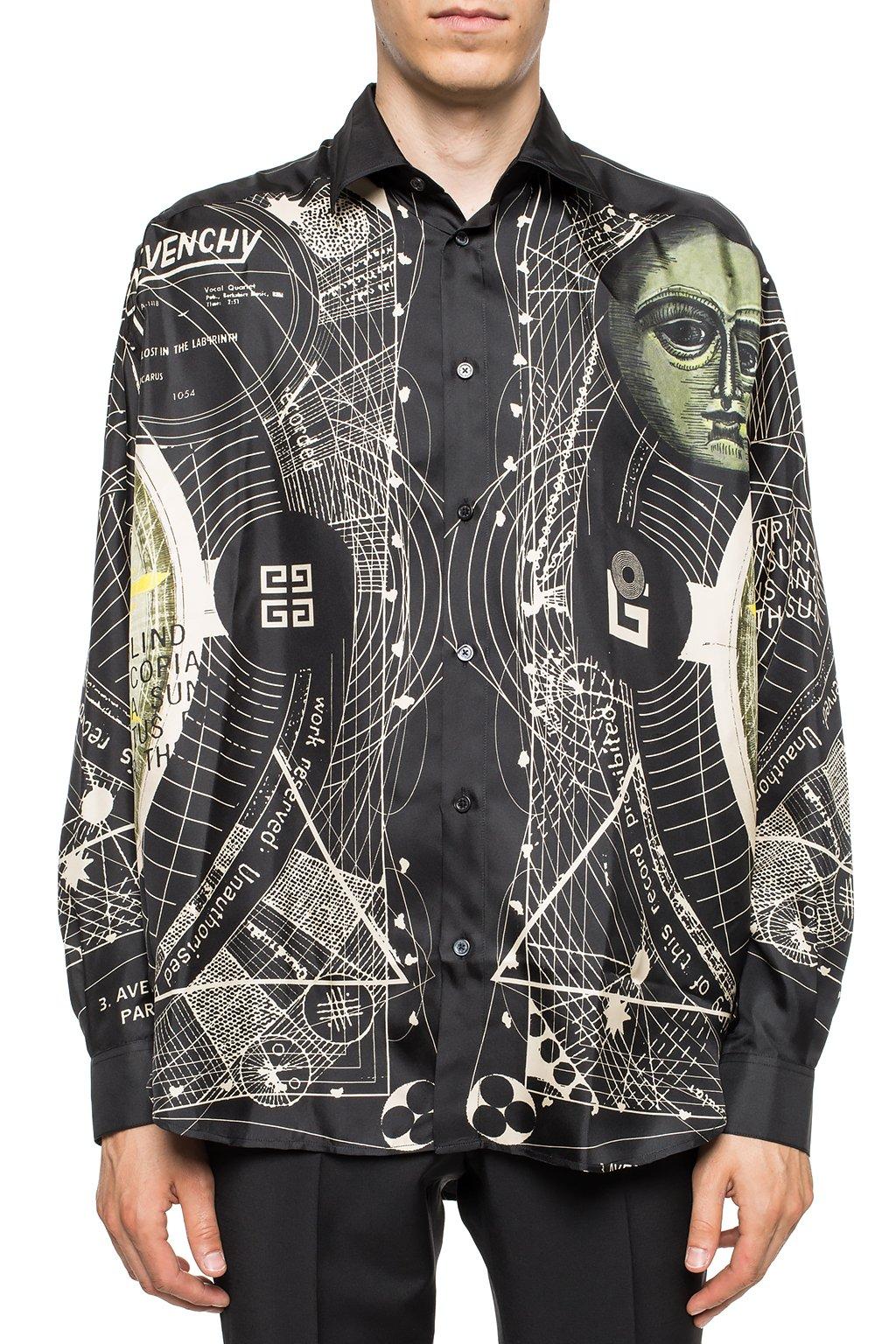 Givenchy Silk Patterned Shirt in Black for Men - Lyst