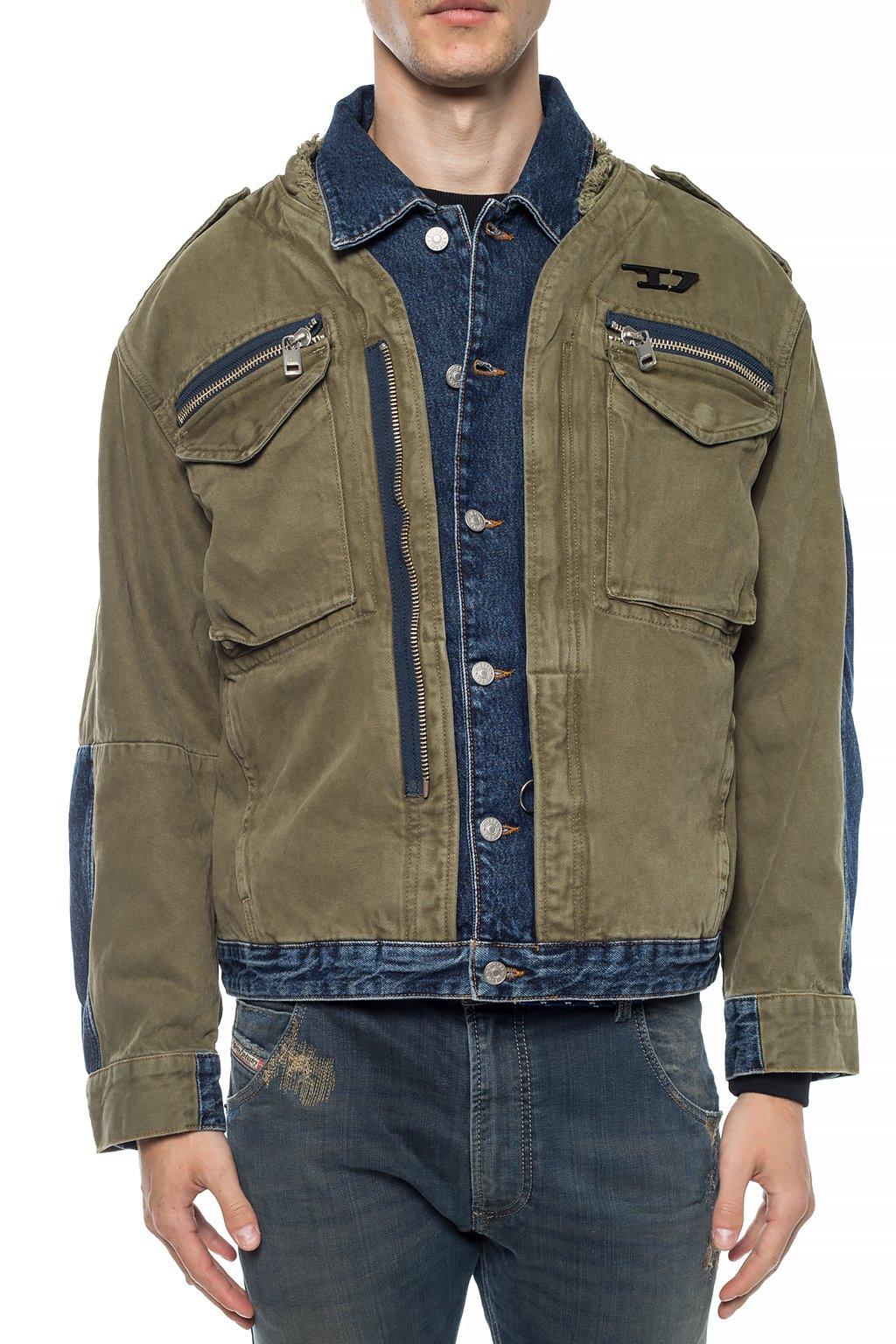 DIESEL Raw-trimmed Denim Jacket in Green for Men - Lyst